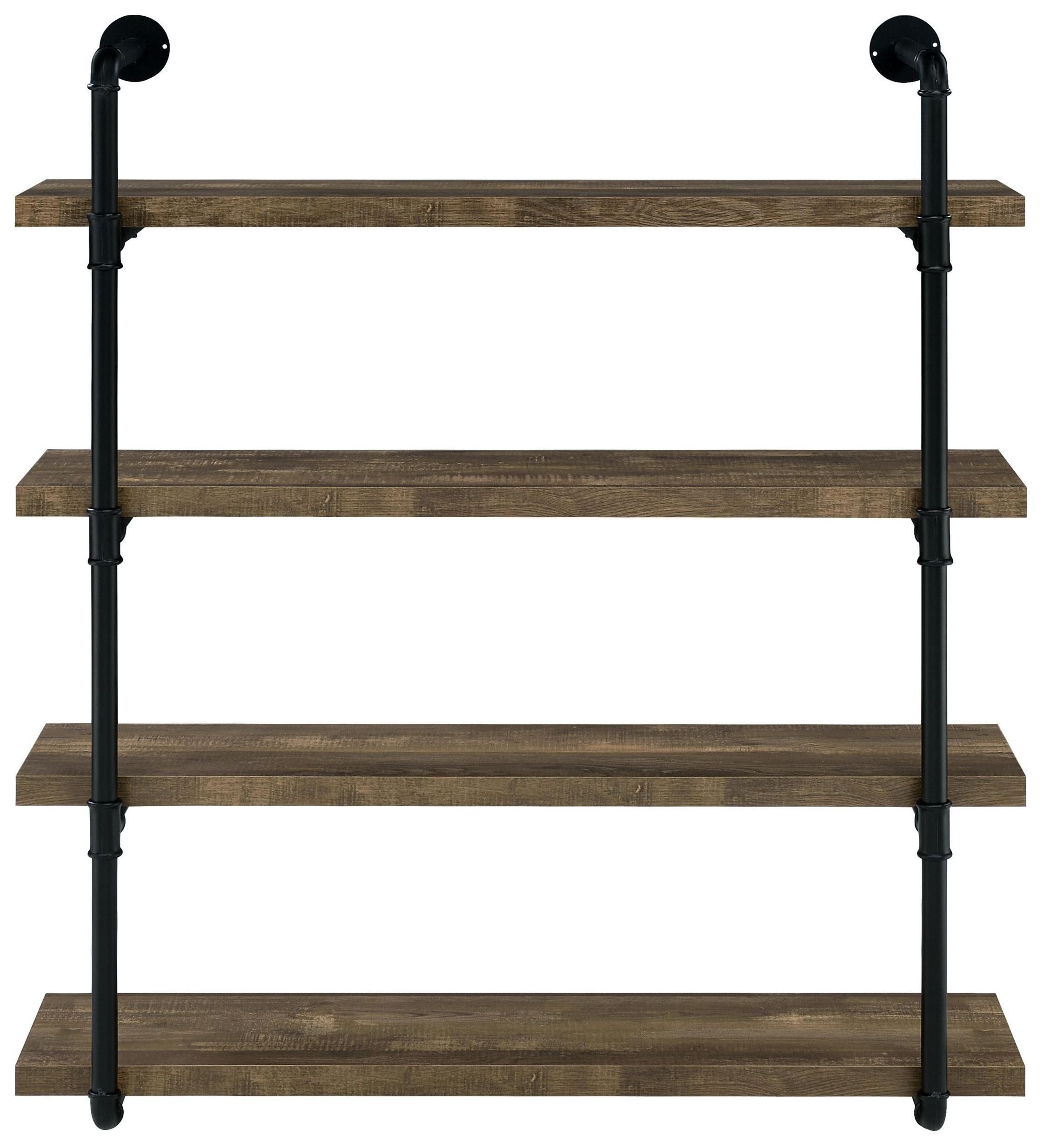 804417 Rustic Oak and Black 40" Wall Shelf from Coaster | Coleman Furniture