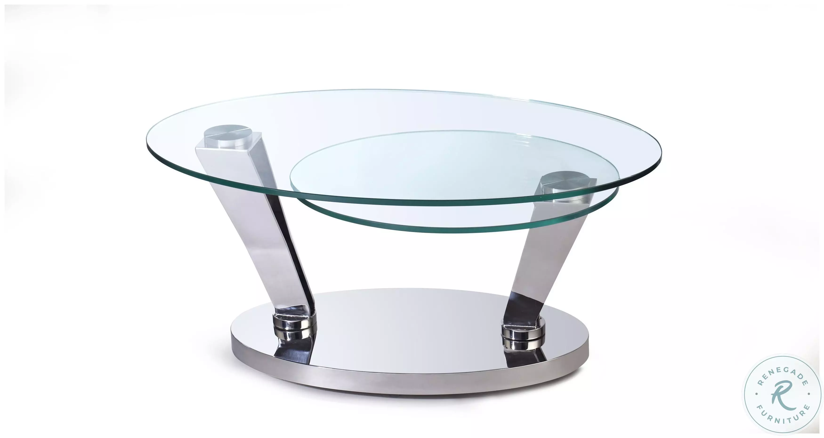 8045 Clear Glass And Polished Stainless Steel Rotating Cocktail Table ...