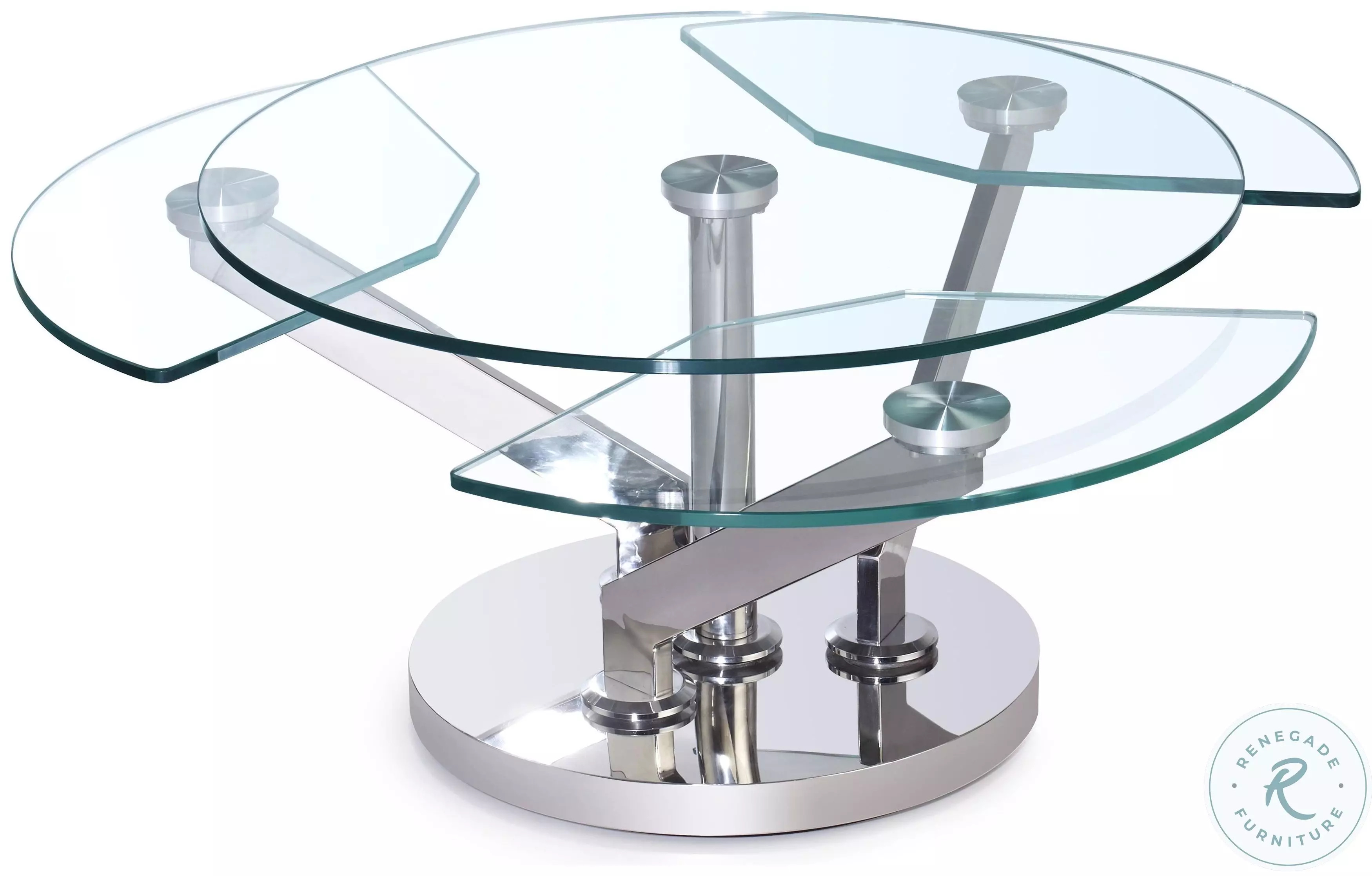 8081 Clear Glass And Polished Stainless Steel Cocktail Table From ...