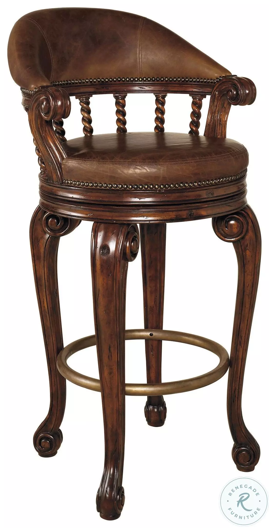 Marlowe Brown Leather Swivel Counter Height Stool From Maitland-Smith ...