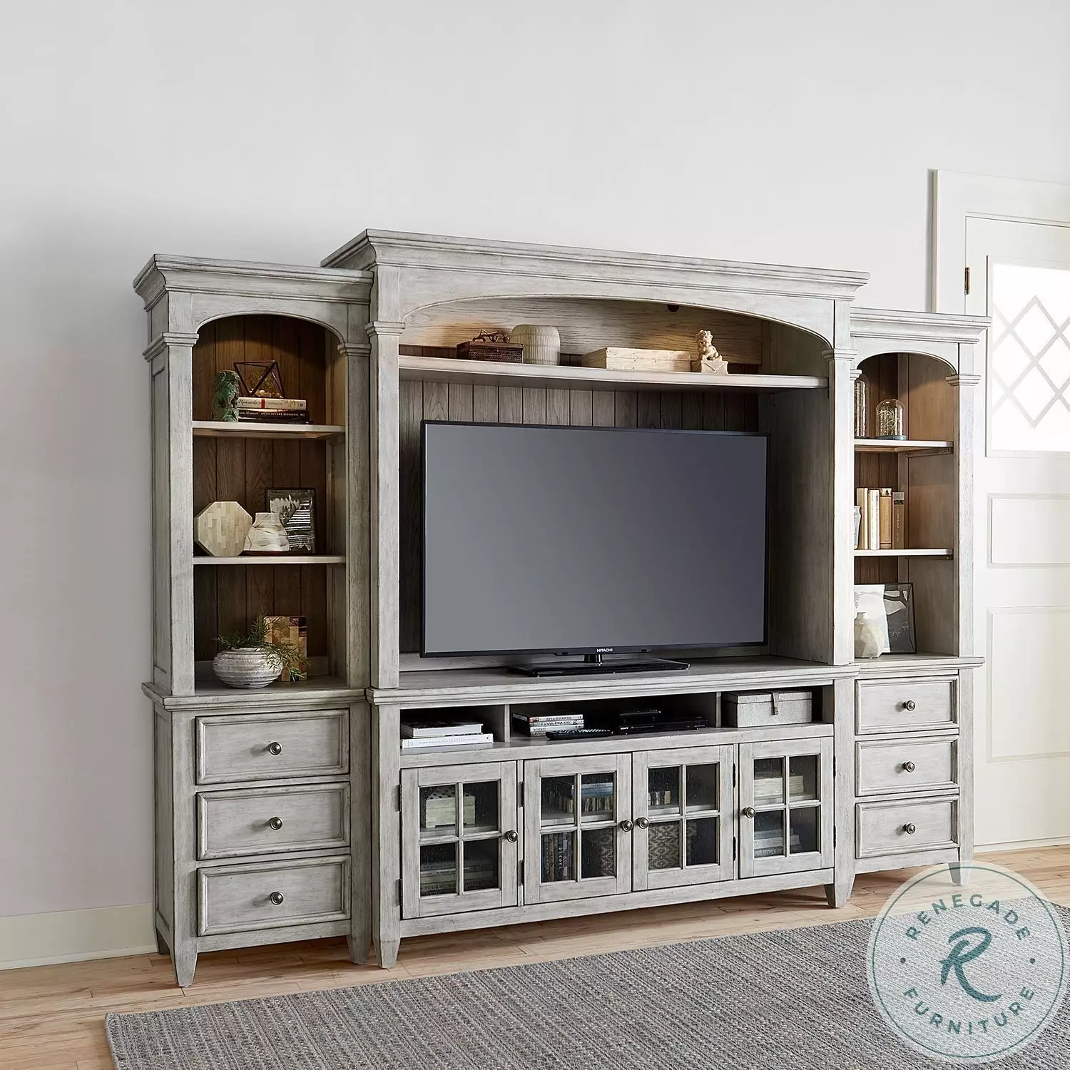 Heartland Antique White Entertainment Wall Unit From Home Gallery ...
