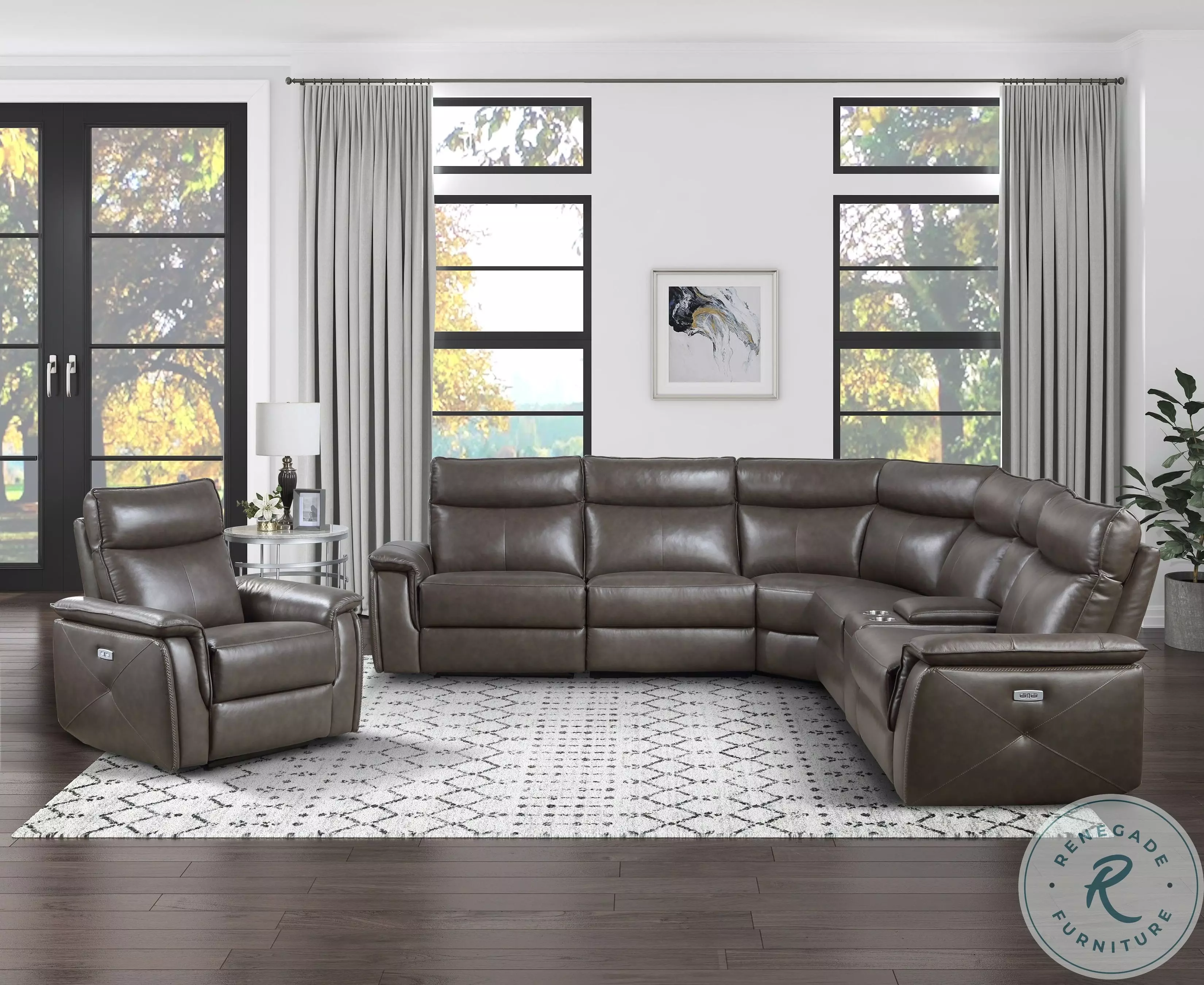 Maroni Dark Brown Power Reclining Sectional From Homelegance | Coleman ...