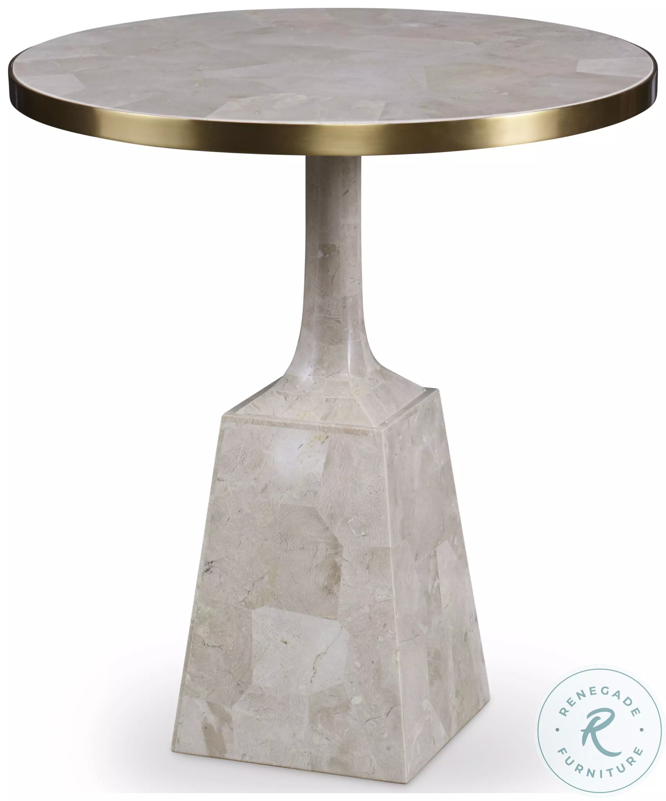 Stone White Fossil Stone Pedestal Occasional Table From Maitland-Smith ...