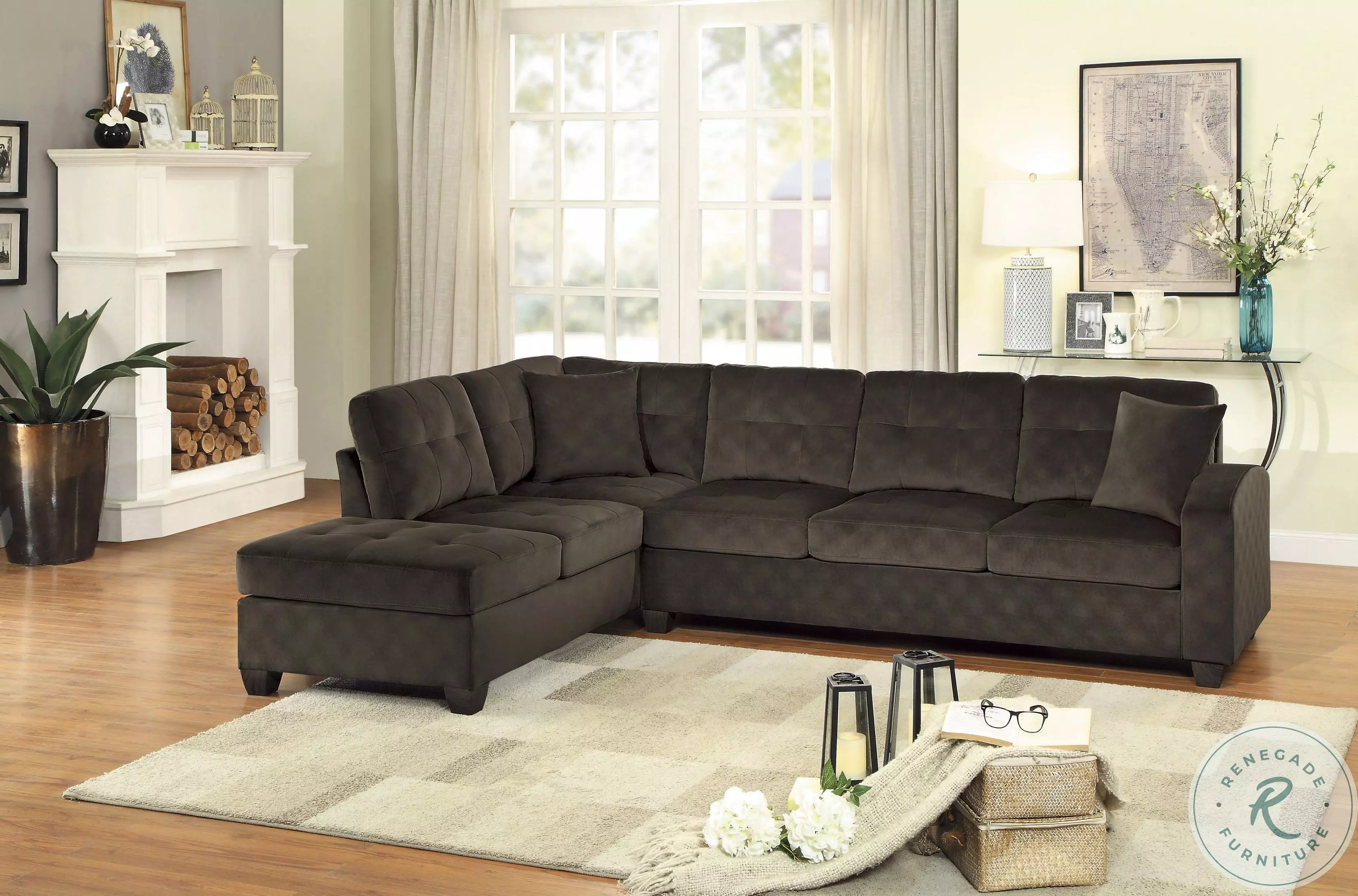 Emilio Chocolate Sectional From Homelegance | Coleman Furniture