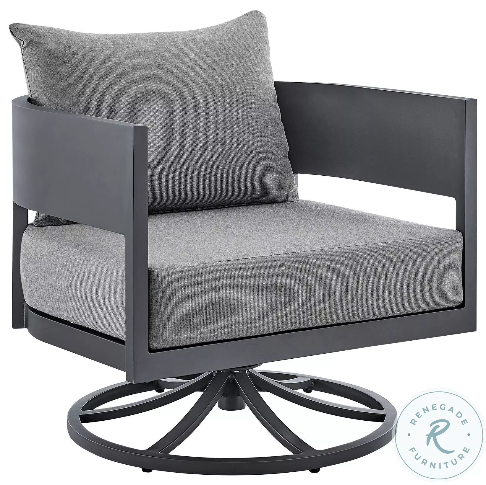 Argiope Dark Gray Outdoor Patio Swivel Rocking Chair From Armen Living ...