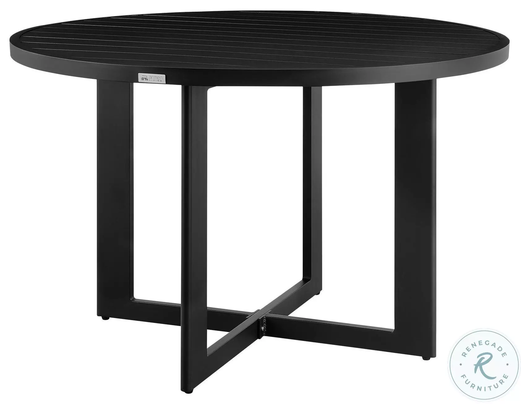 Grand Black Outdoor Patio Round Dining Table From Armen Living ...