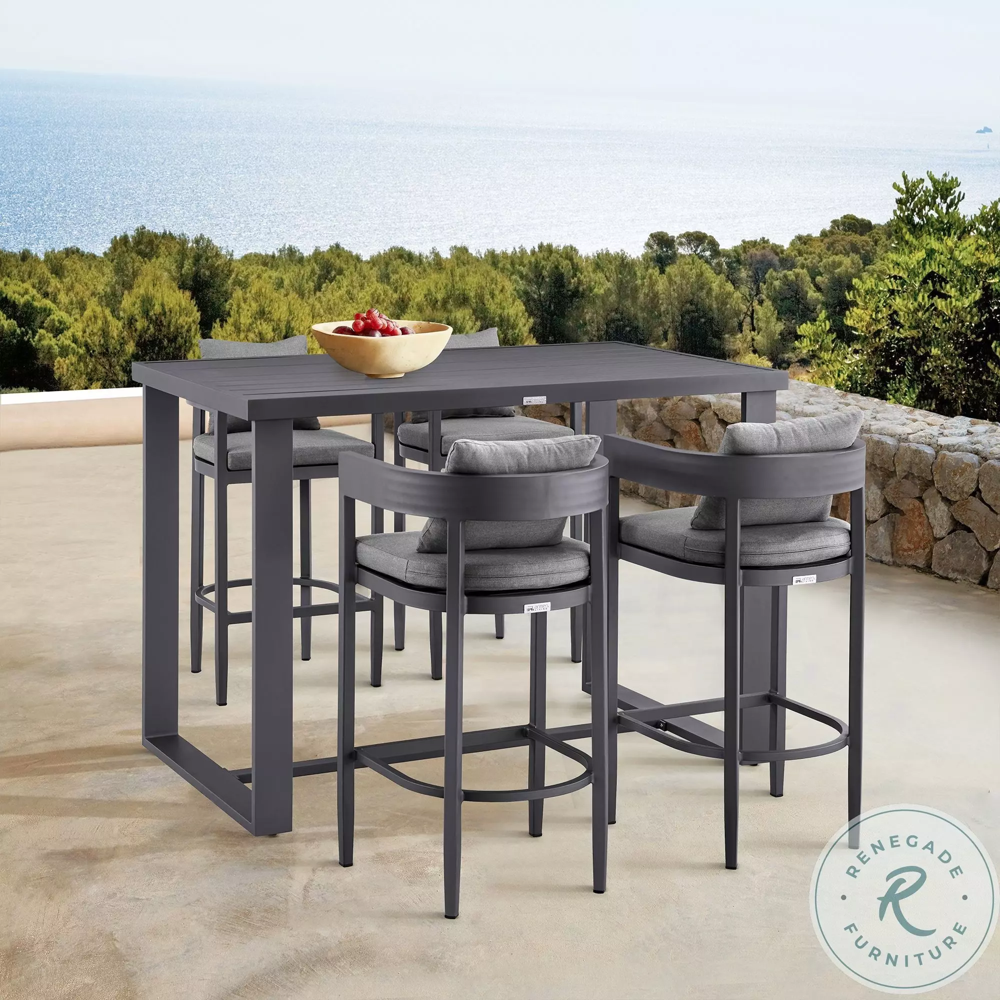 Argiope Dark Gray Outdoor Patio Bar Table Set From Home Gallery Stores ...