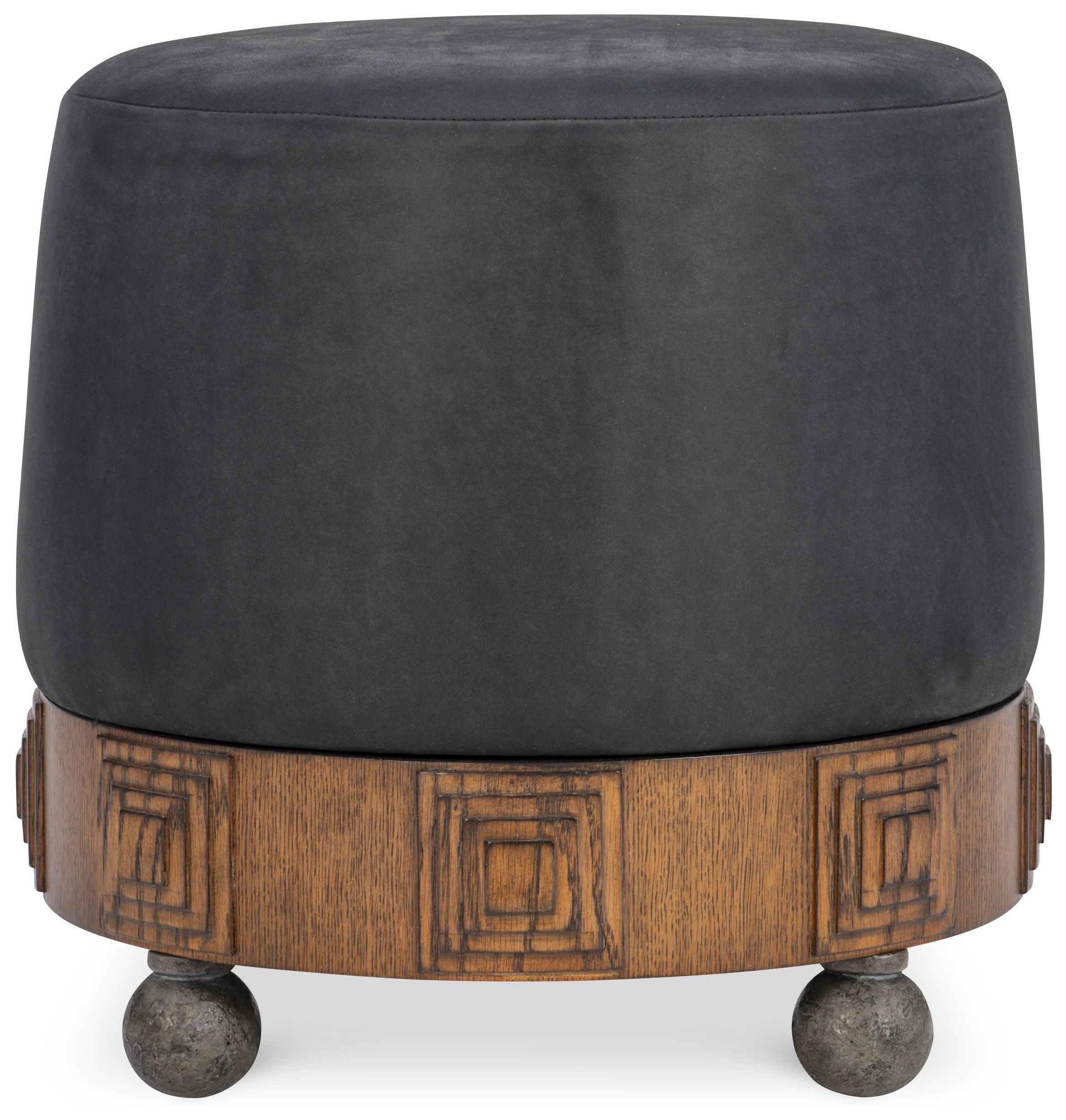 Bongo Black Round Ottoman with Casters From Maitland Smith | Coleman ...