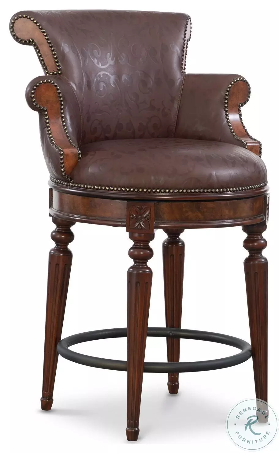 Brooks Venetian Regal Alabama Coco Leather Counter Height Stool From ...