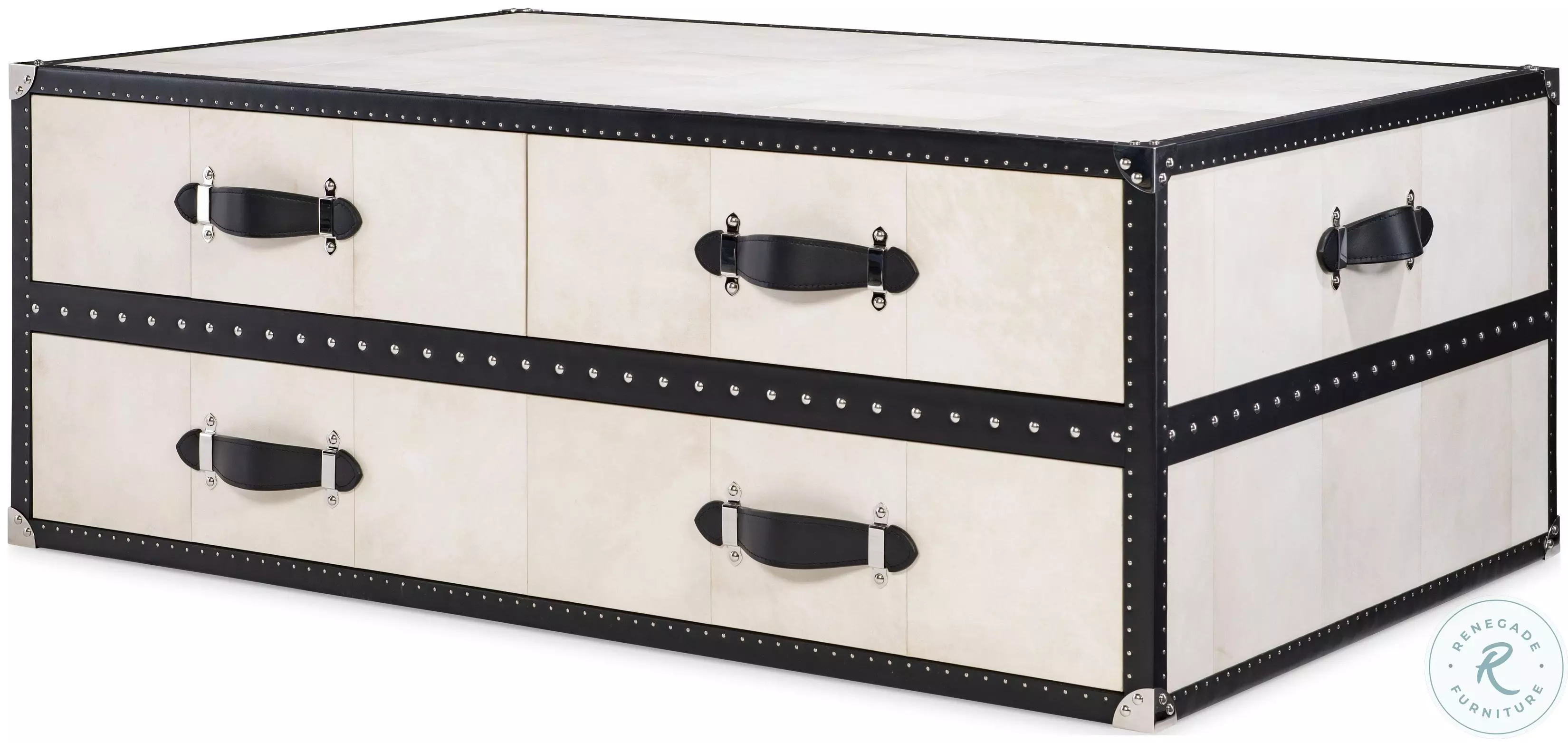 Hawkins Real Vellum And Black Leather Cocktail Trunk From Maitland ...