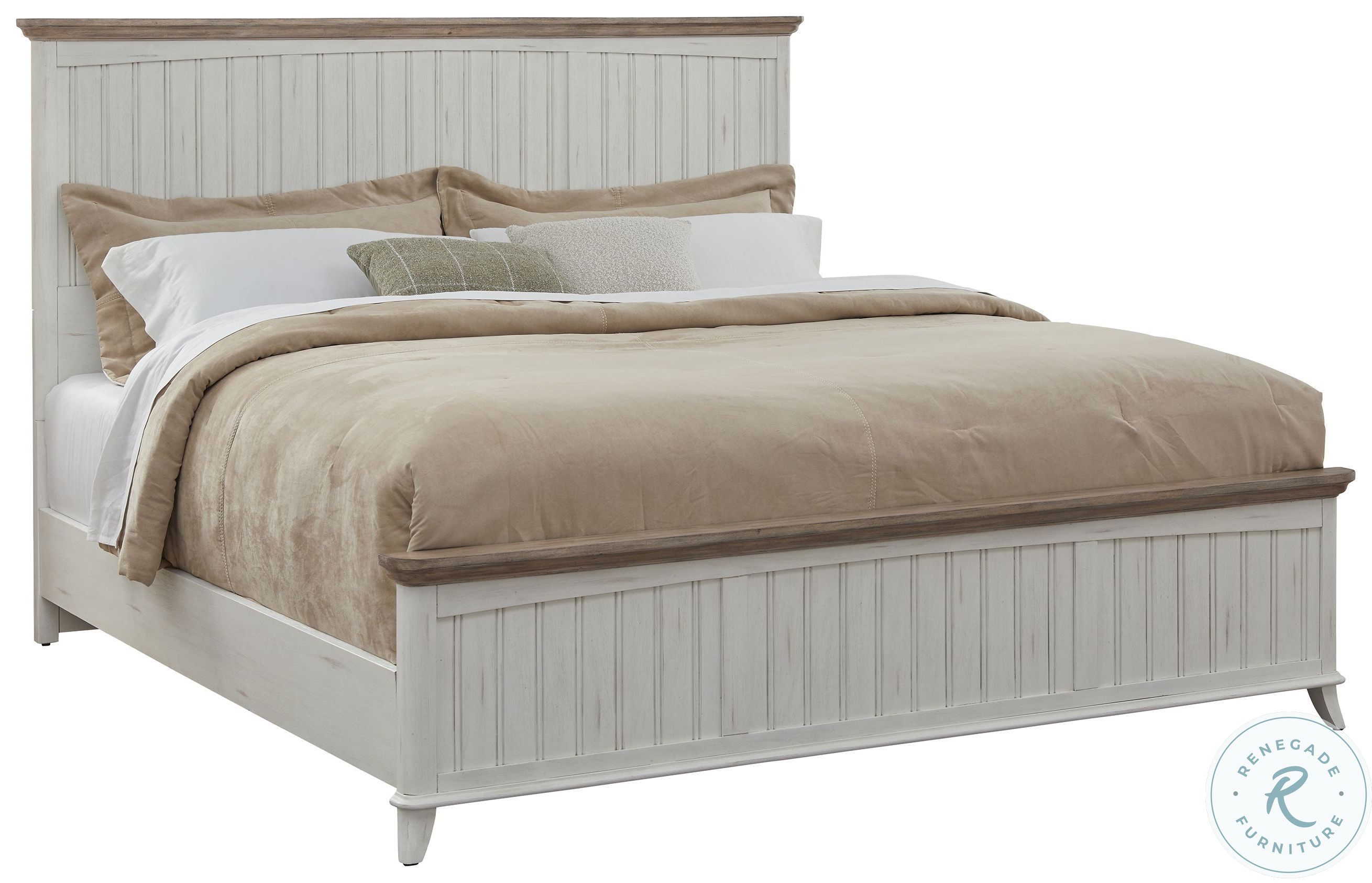 Beach Comber Weathered White And Sand Top King Panel Bed From American ...
