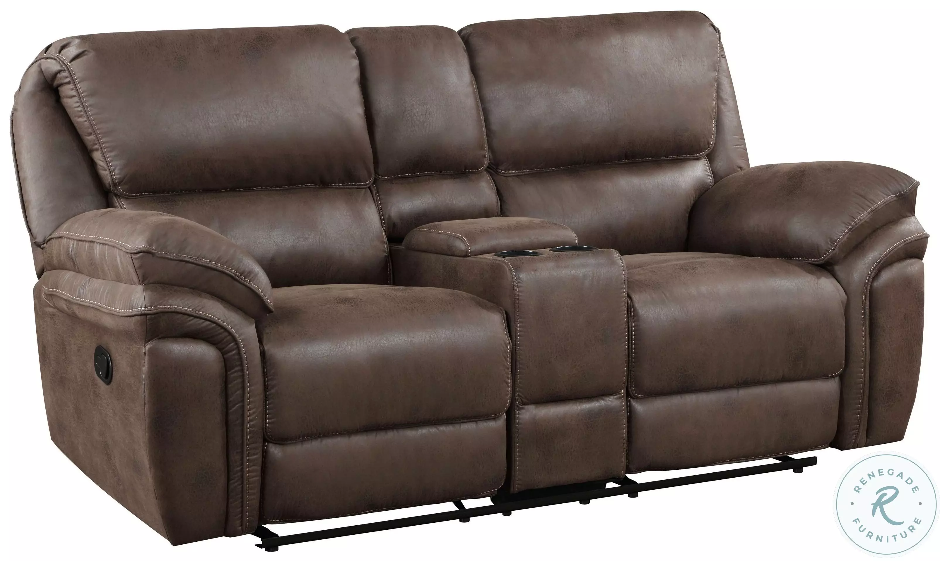 Proctor Brown Double Reclining Console Loveseat From Homelegance ...