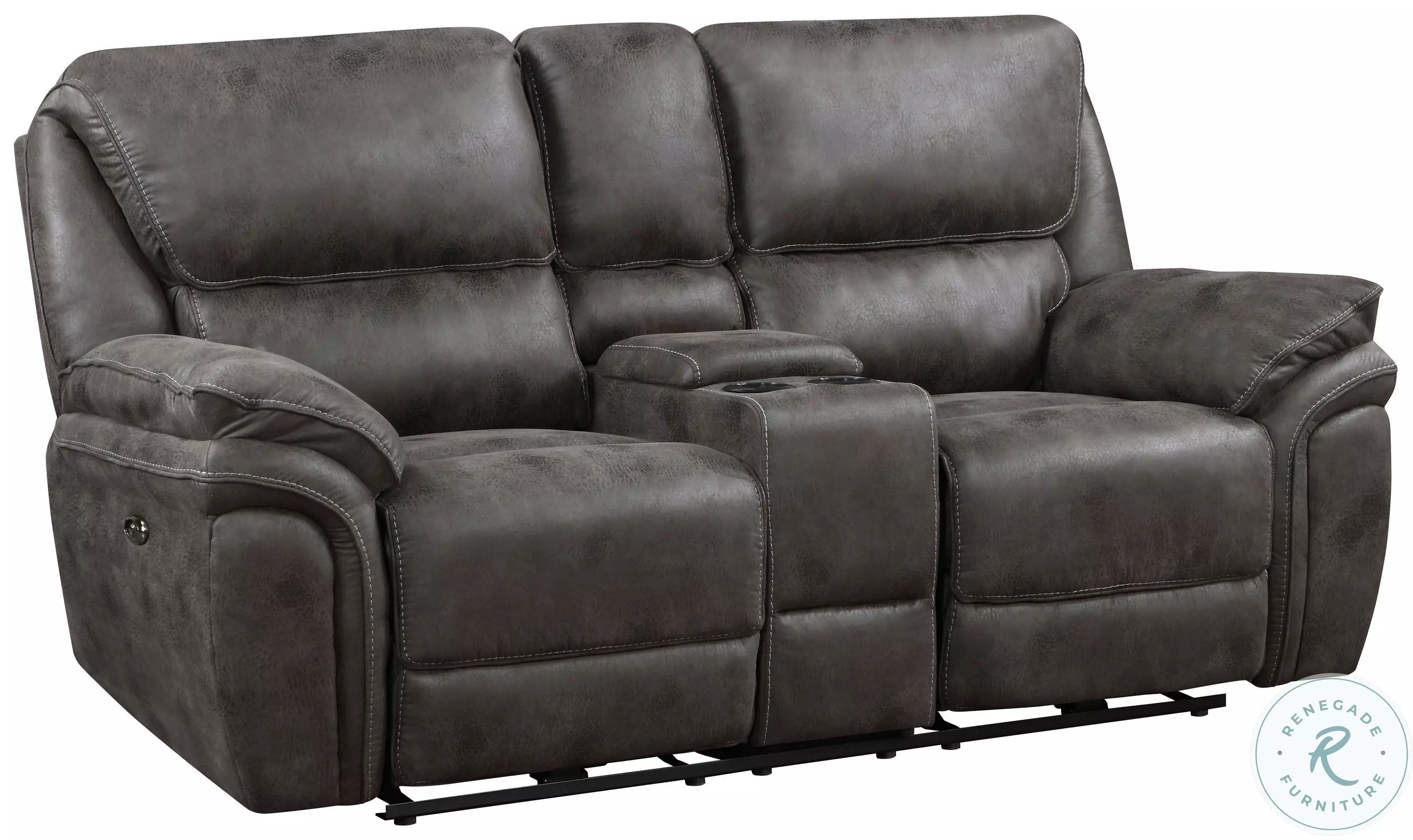 Proctor Gray Double Power Reclining Console Loveseat From Homelegance ...