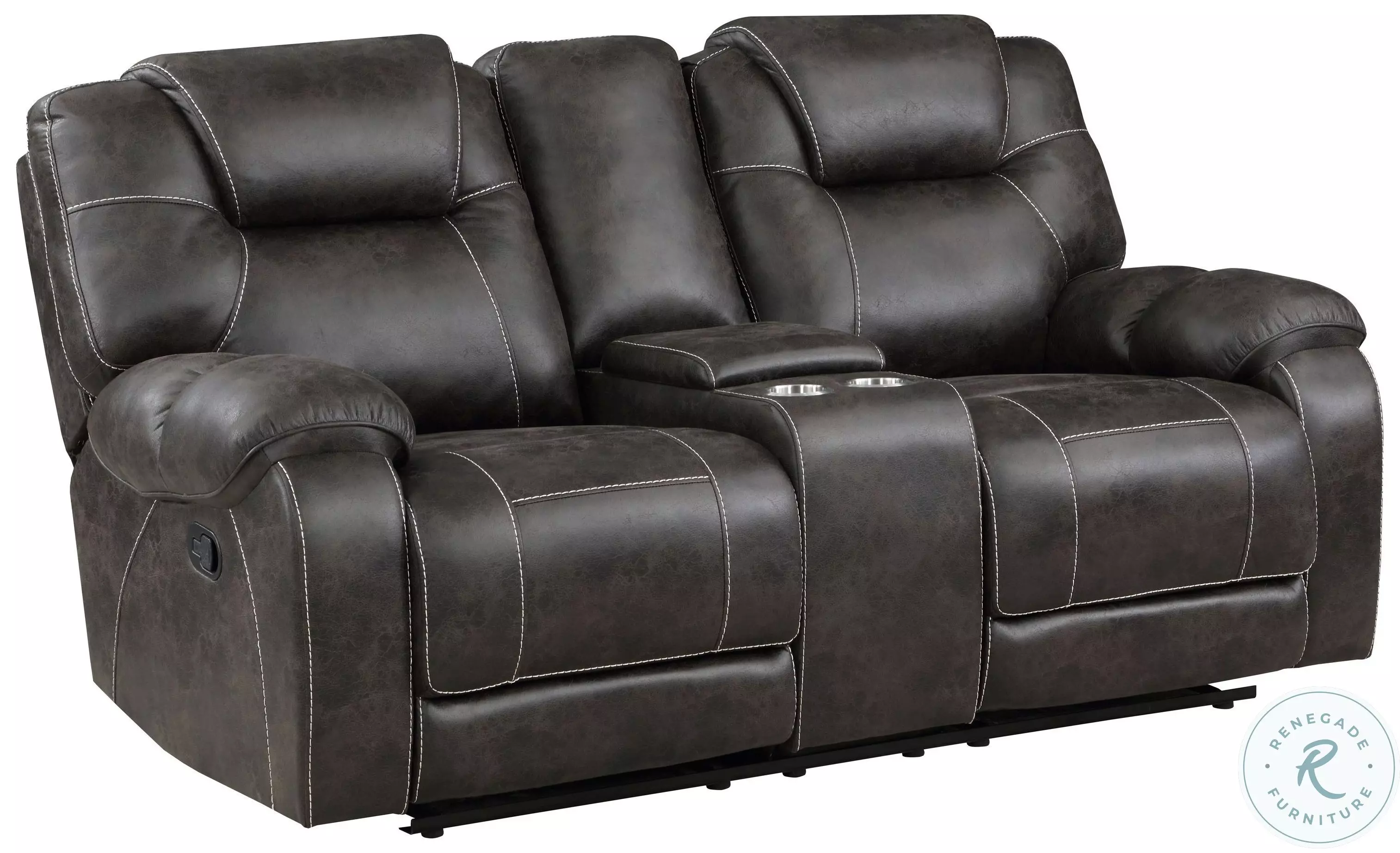 Gainesville Chocolate Double Reclining Loveseat with Console From ...