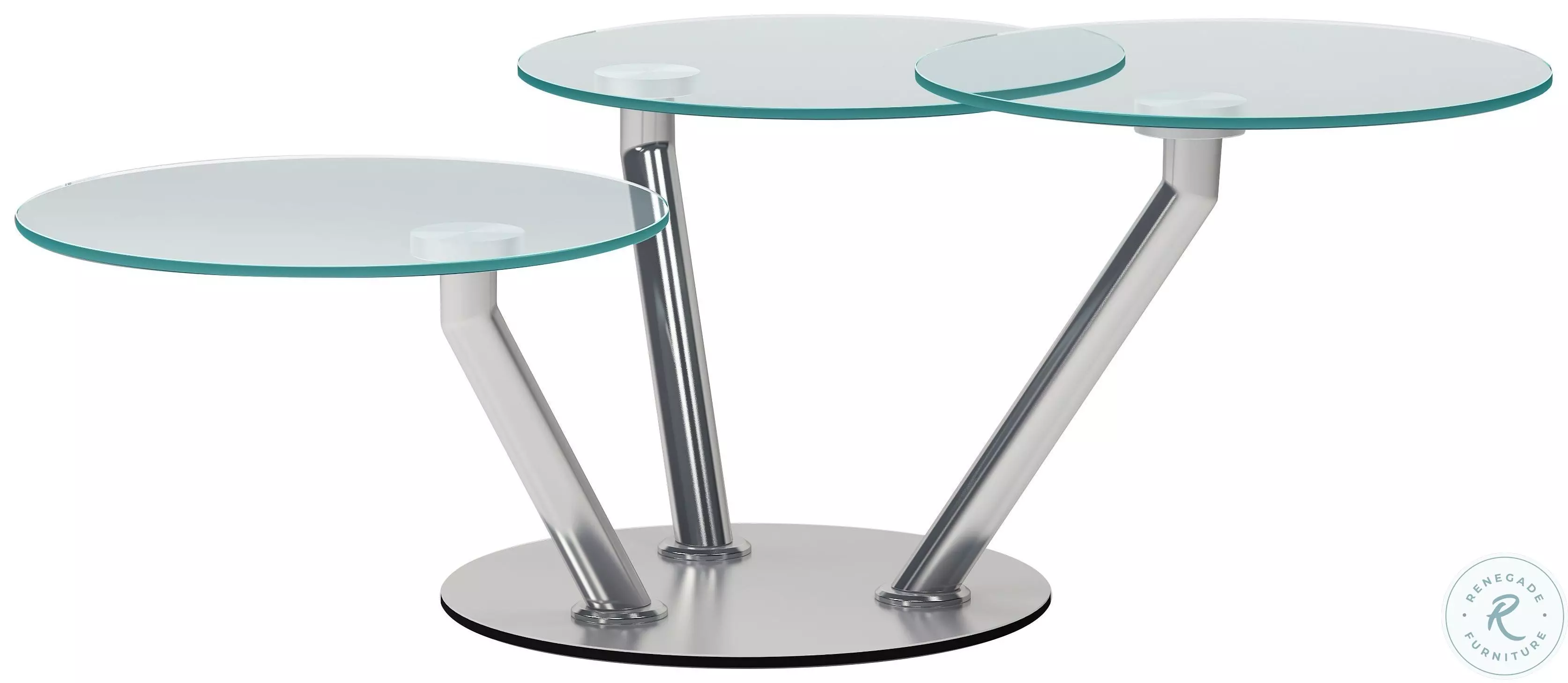 8643 Clear Glass And Polished Stainless Steel Motion Cocktail Table ...