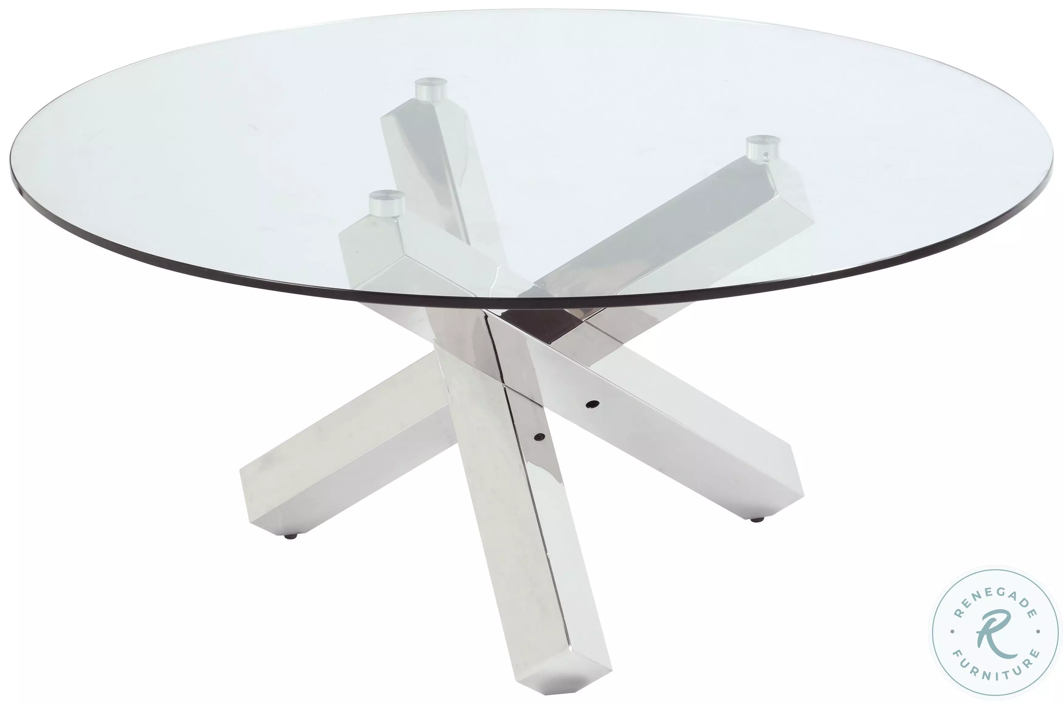 9008 Clear Glass And Polished Stainless Steel Cocktail Table From ...