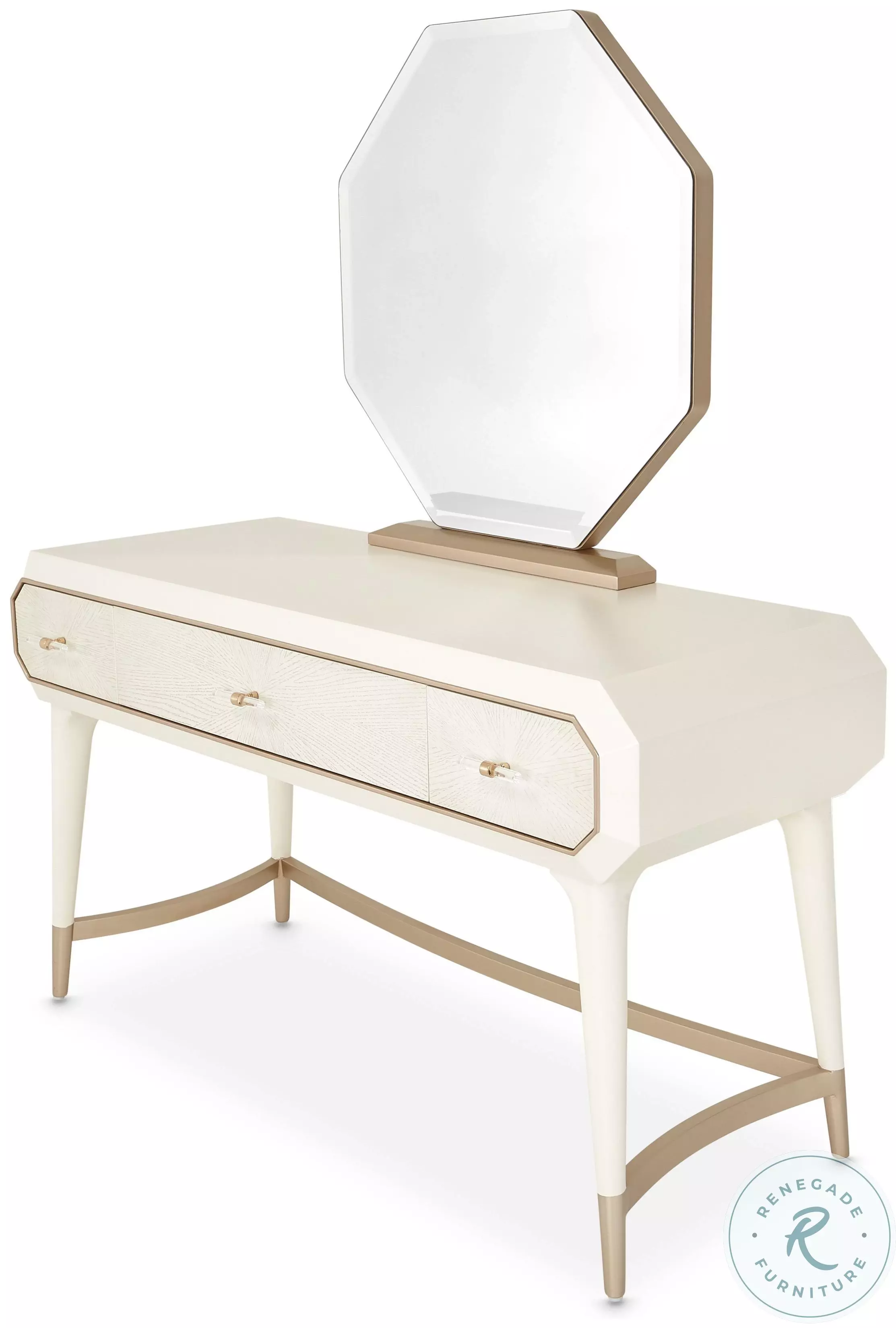 La Rachelle Medium Champagne Vanity with Mirror From Michael Amini ...