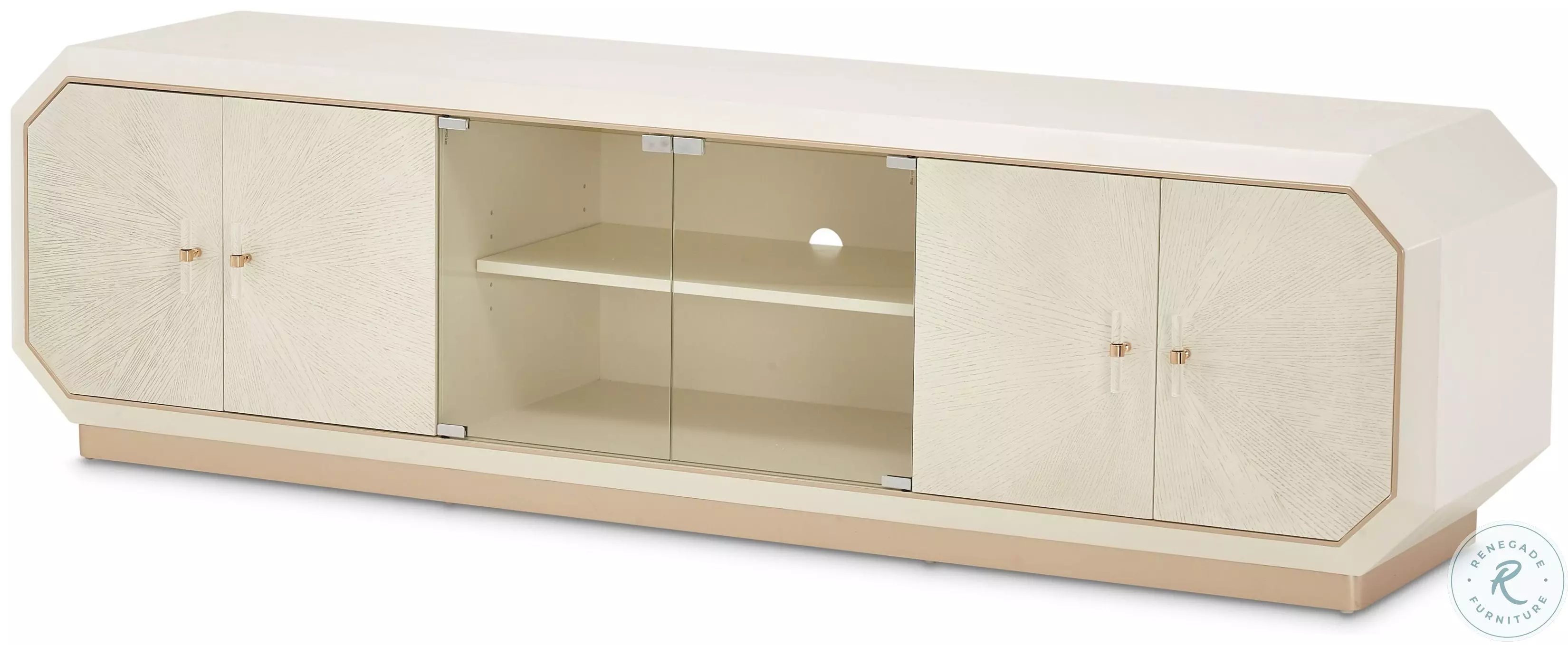 La Rachelle Medium Champagne Media Cabinet From Michael Amini | Coleman Furniture