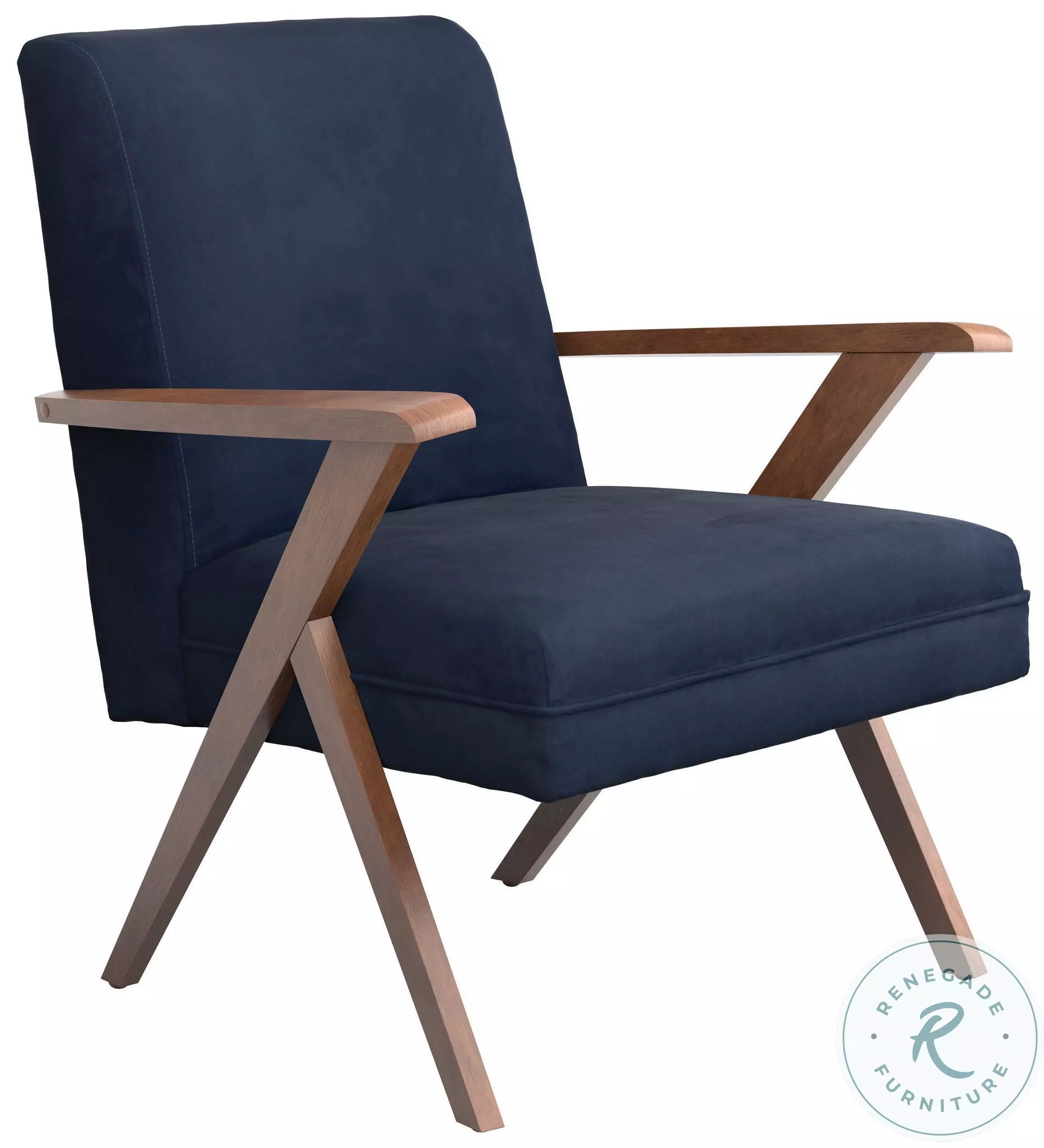Cheryl Dark Blue And Walnut Accent Chair From Home Gallery Stores ...