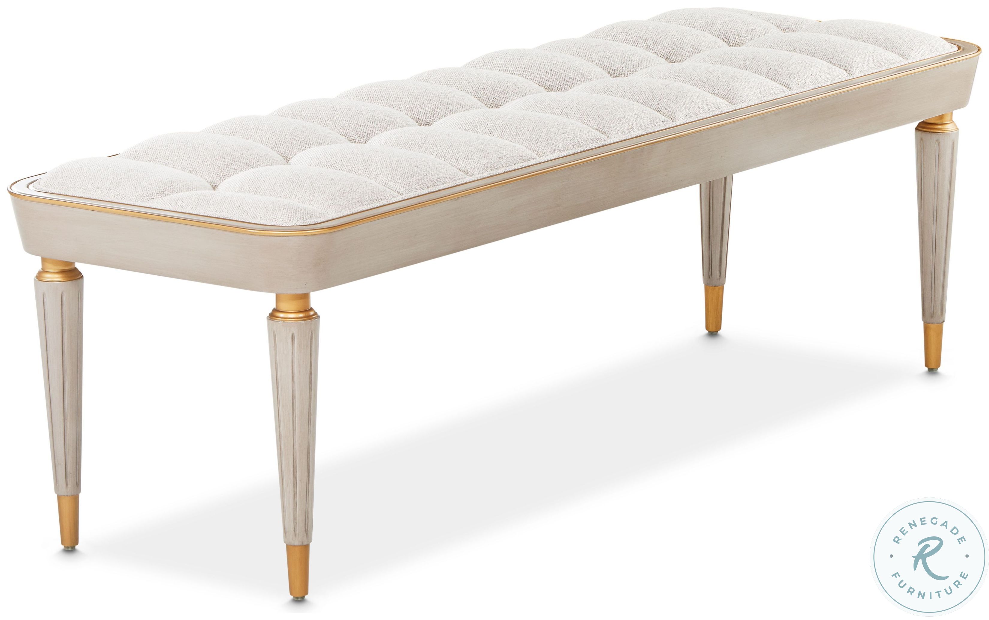 St. Charles Cream Bench From Michael Amini | Coleman Furniture