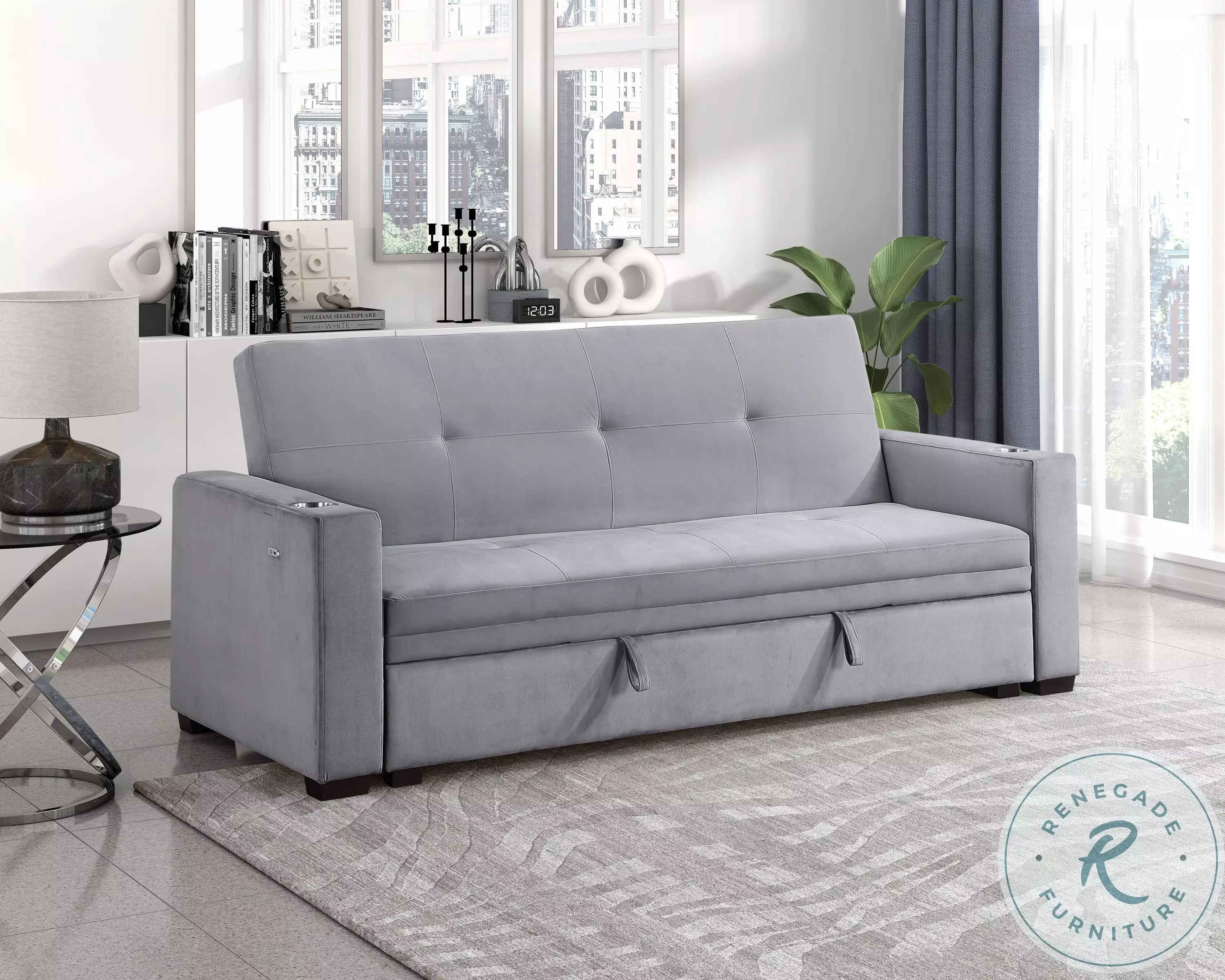 Grady Gray Convertible Sofa with Hidden Storage From Homelegance ...