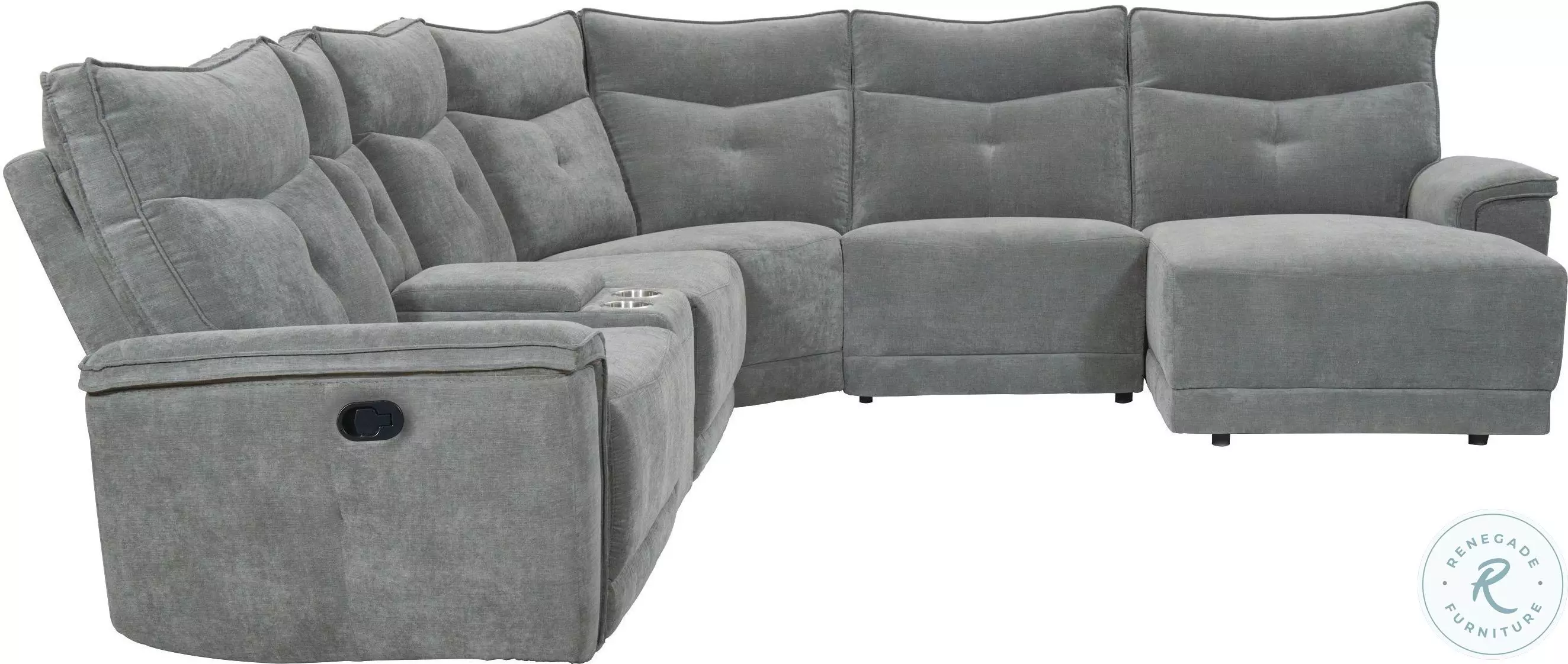 Tesoro Dark Gray 6 Piece Modular Reclining Sectional with RAF Chaise ...