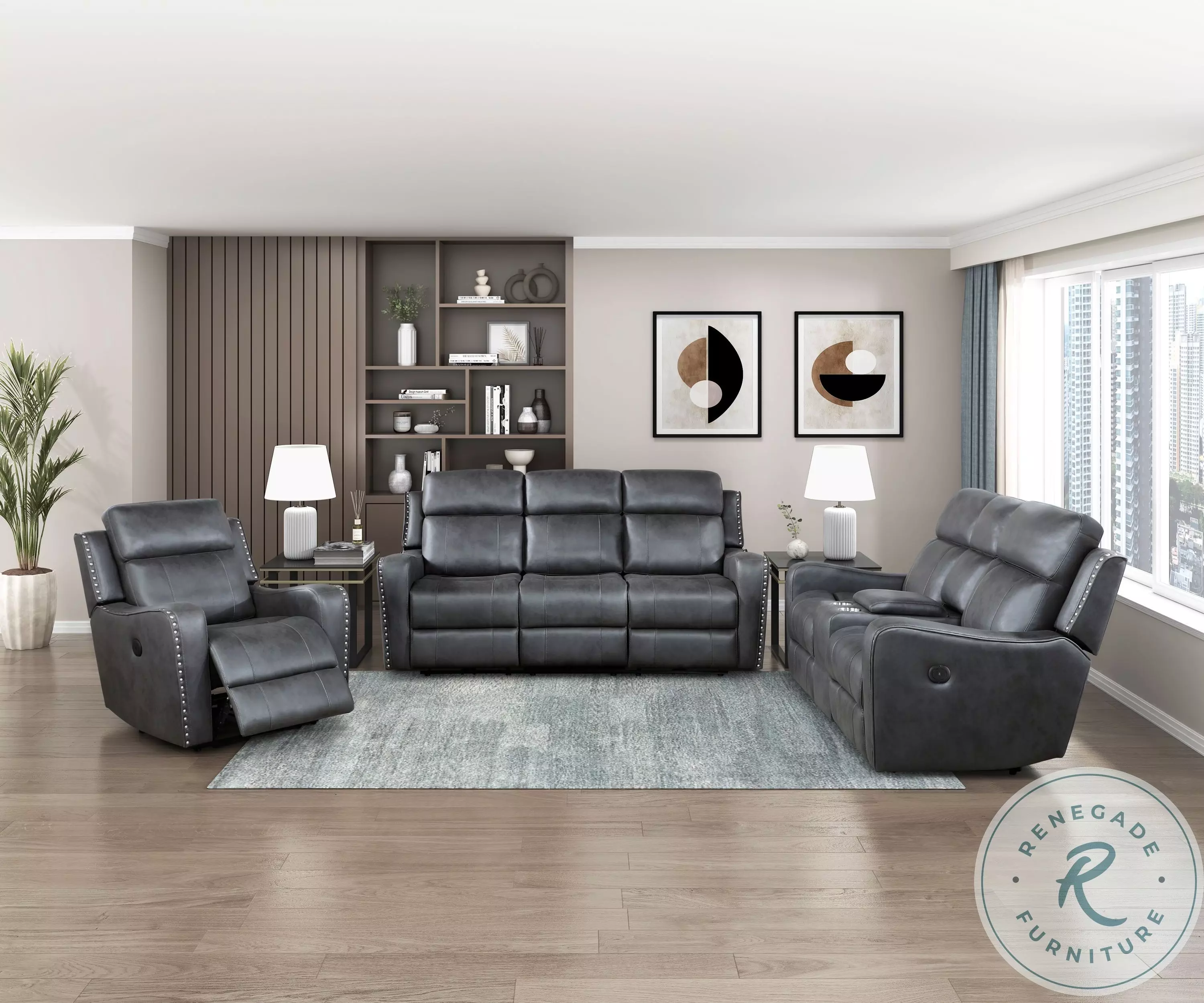 Kellen Dark Gray Double Power Reclining Living Room Set from ...