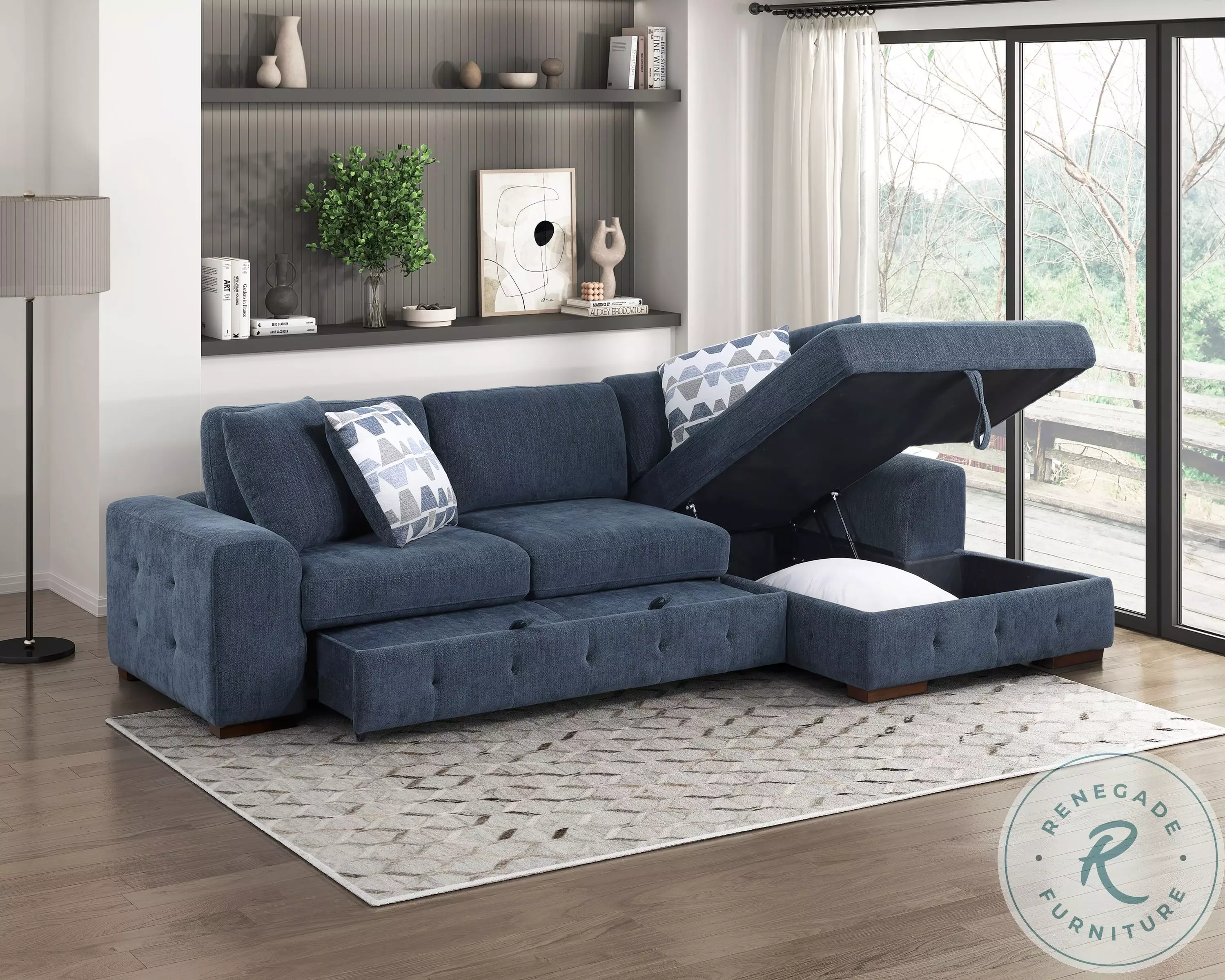Raife Blue Sectional from Homelegance | Coleman Furniture
