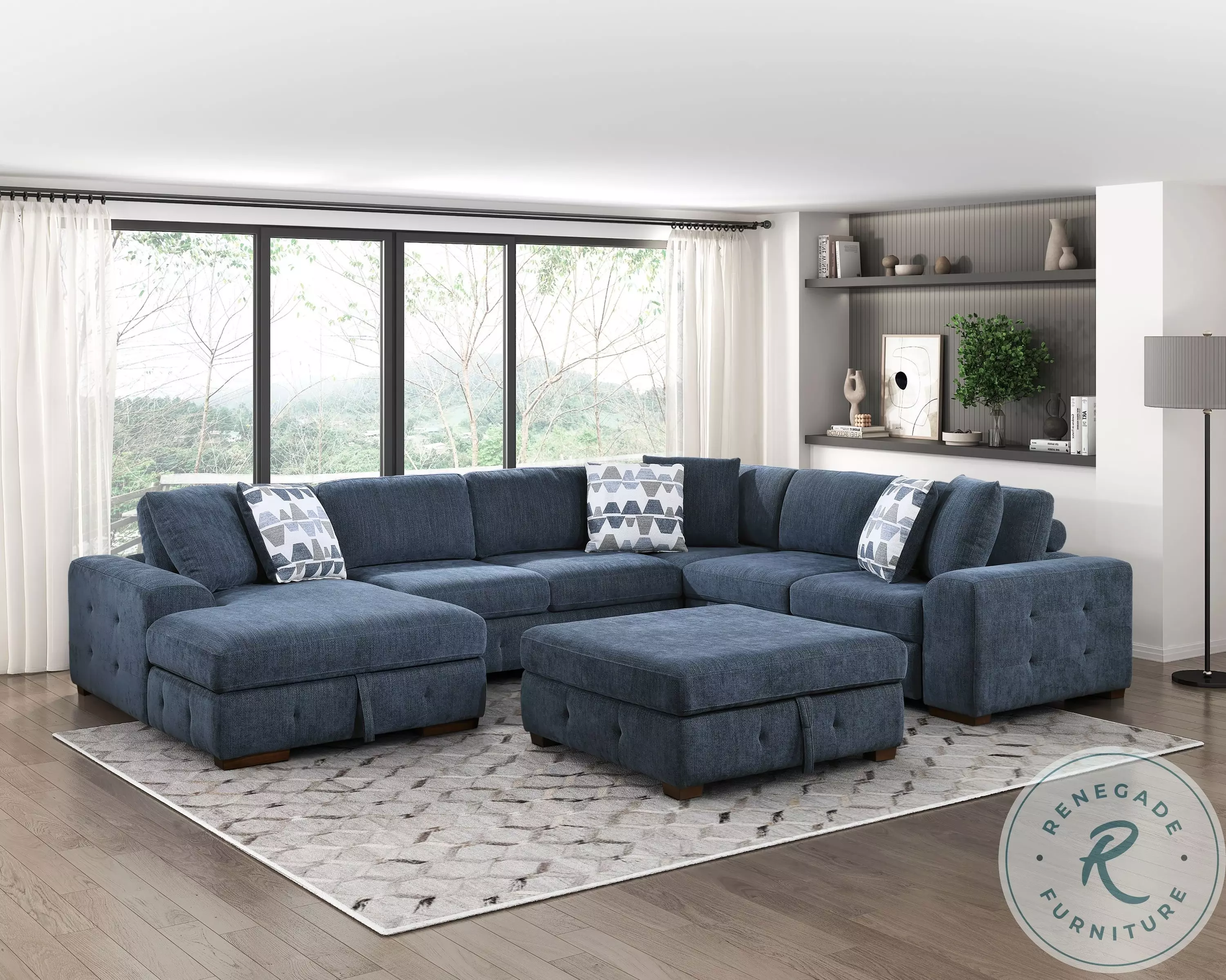 Raife Blue 5 Piece LAF Sectional From Homelegance | Coleman Furniture