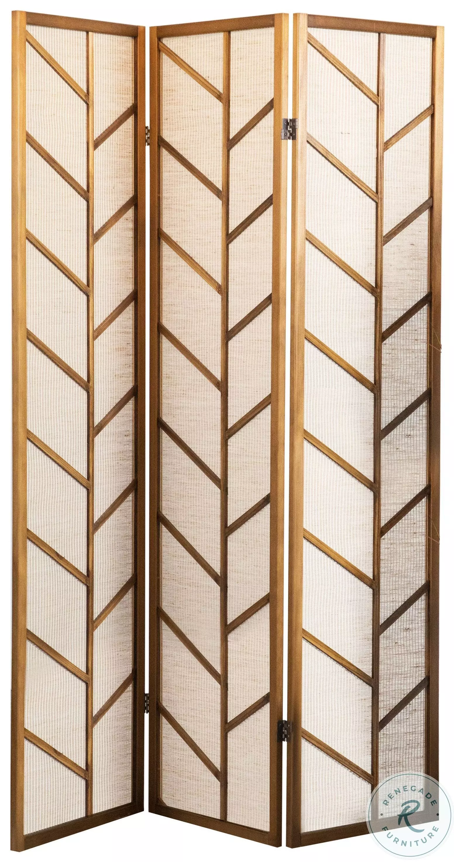 962923 Tan Jute And Walnut 3 Panel Screen From Coaster Furniture ...