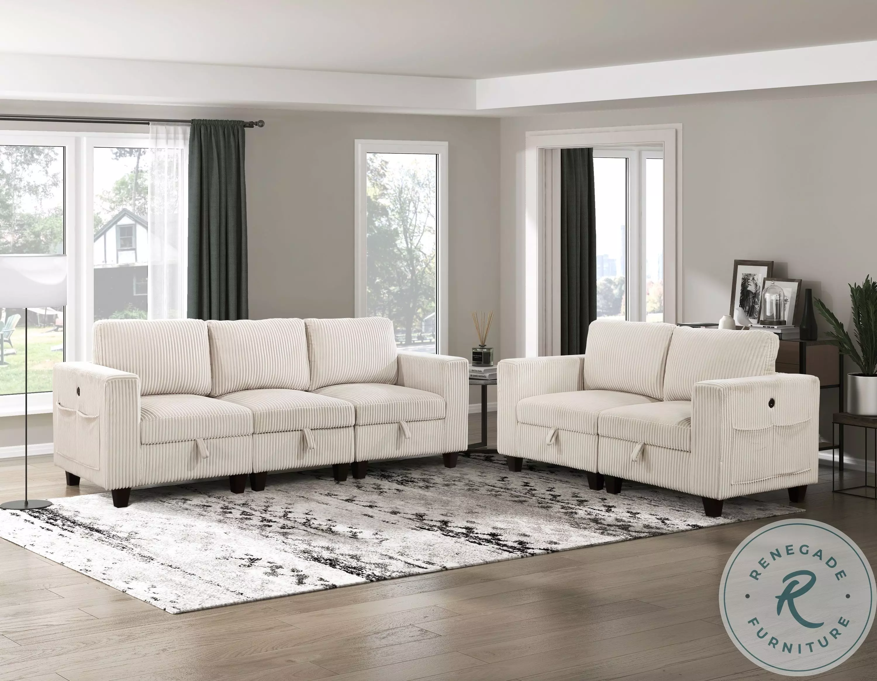 Walterboro Beige Living Room Set with Storage from Homelegance ...