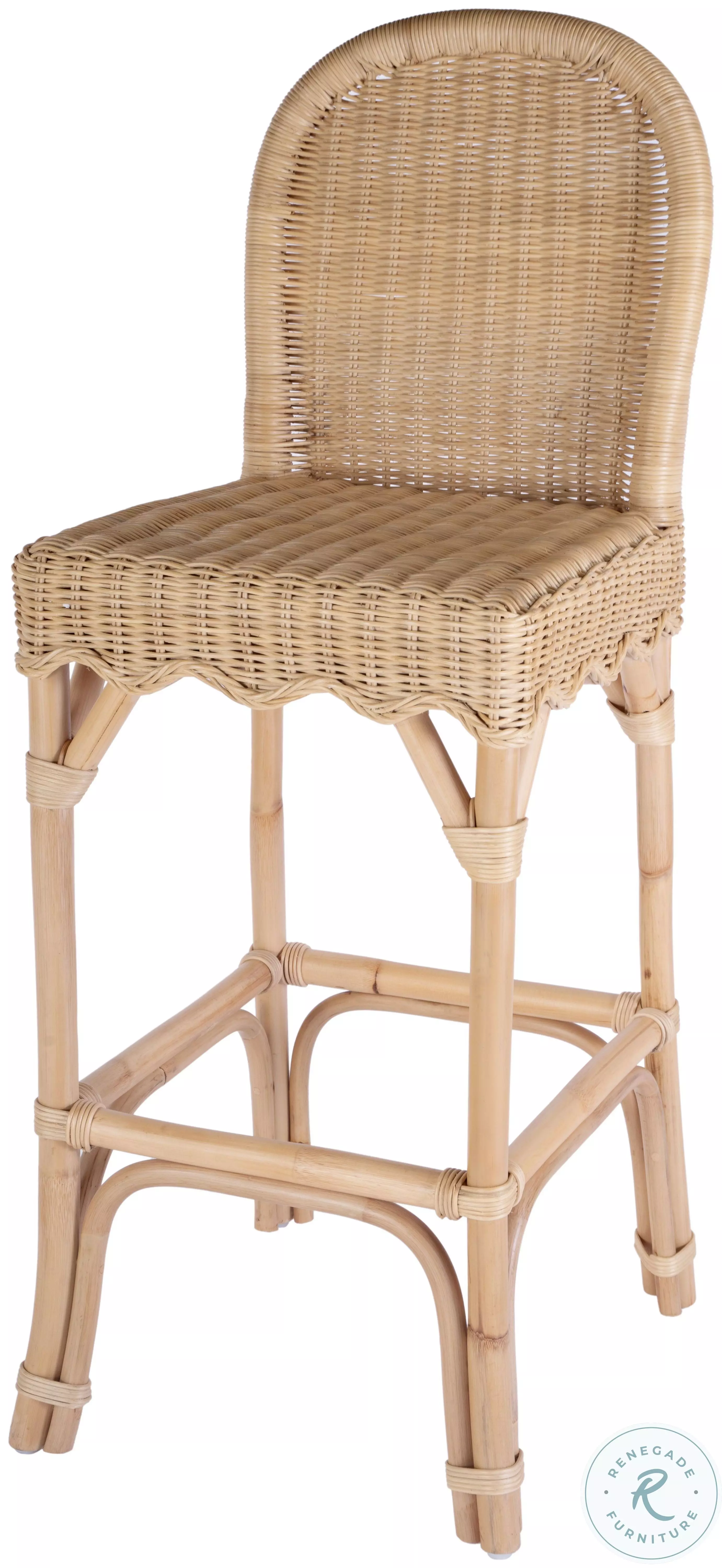 Flora Light Brown Rattan Scalloped Edge Bar Stool From Butler | Coleman ...