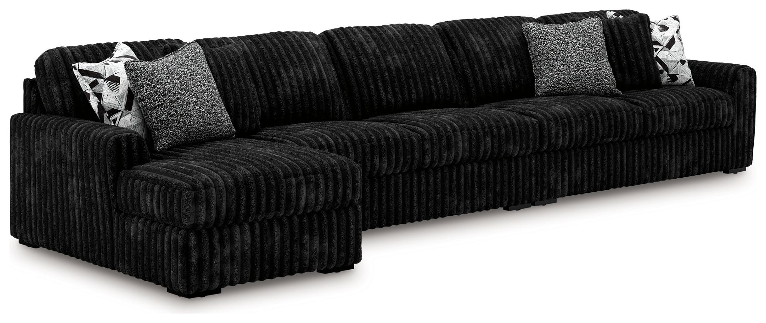 Midnight Madness Black 3 Piece Modular Sectional with Chaise from ...