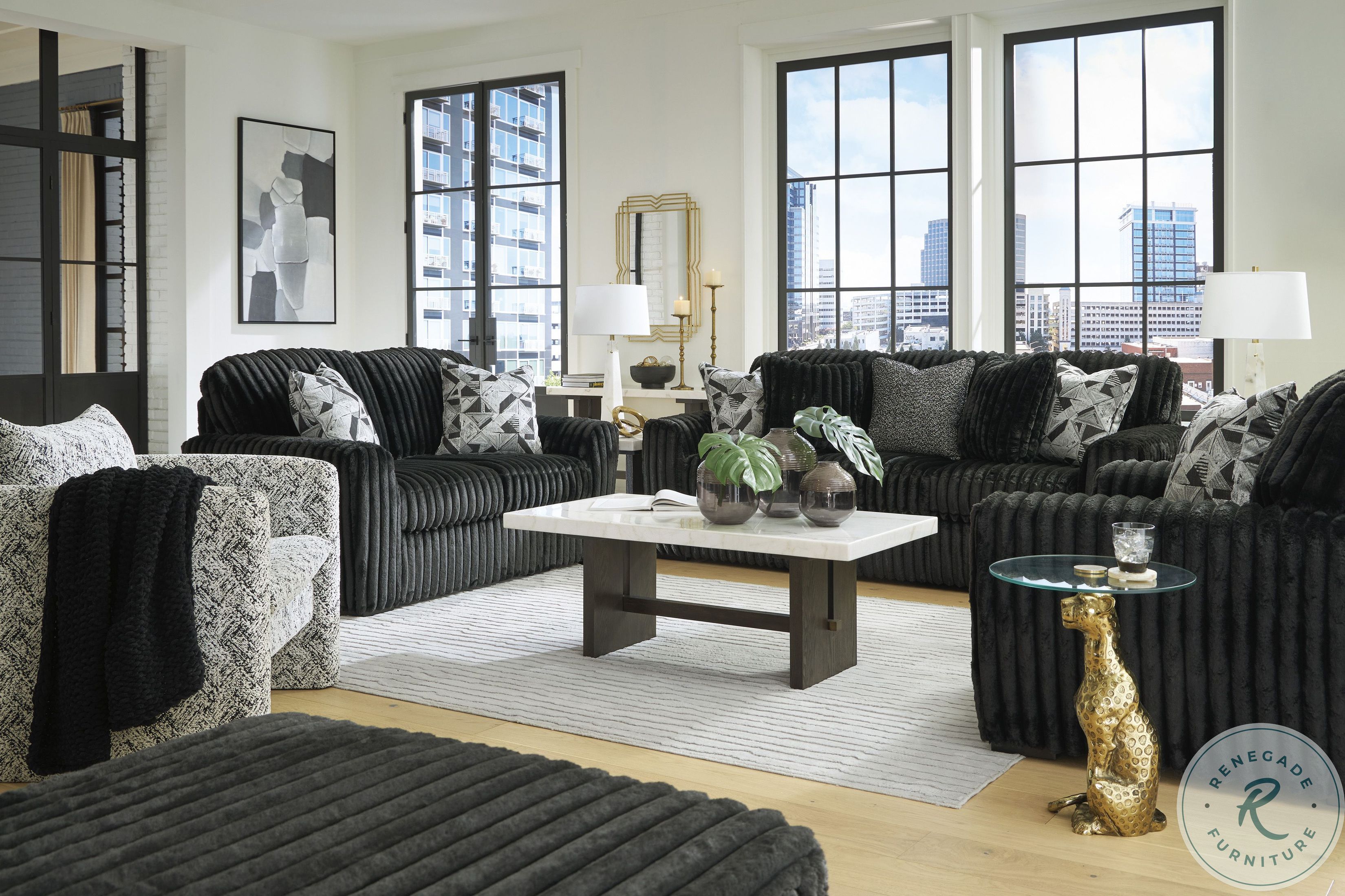 Midnight Madness Onyx Black Living Room Set from Ashley Furniture | Coleman Furniture