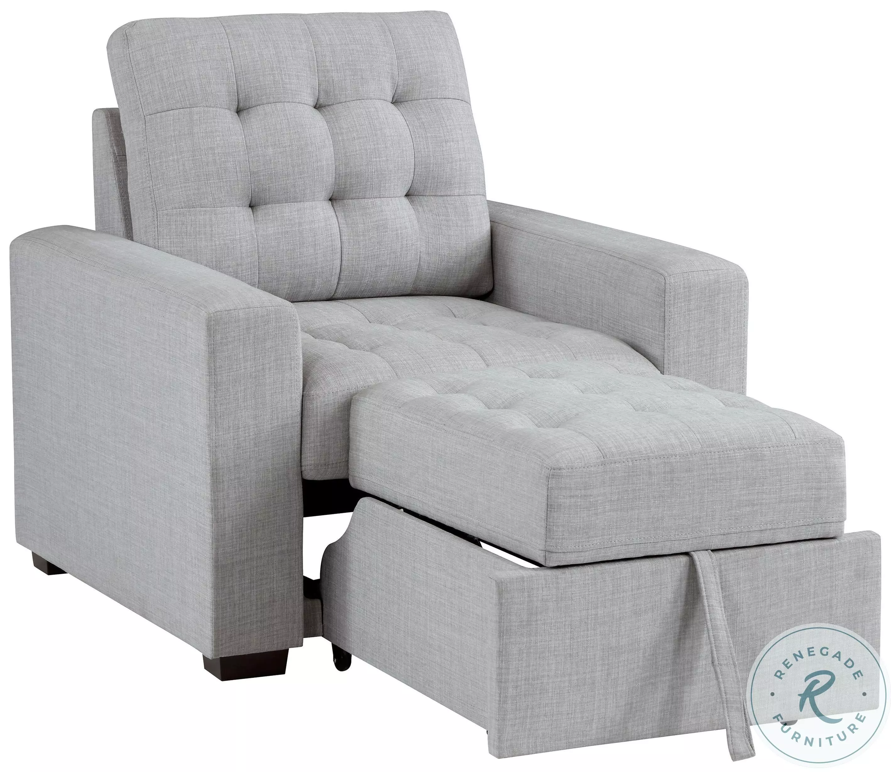 McCafferty Light Gray Chair With Pull Out Ottoman From Homelegance ...