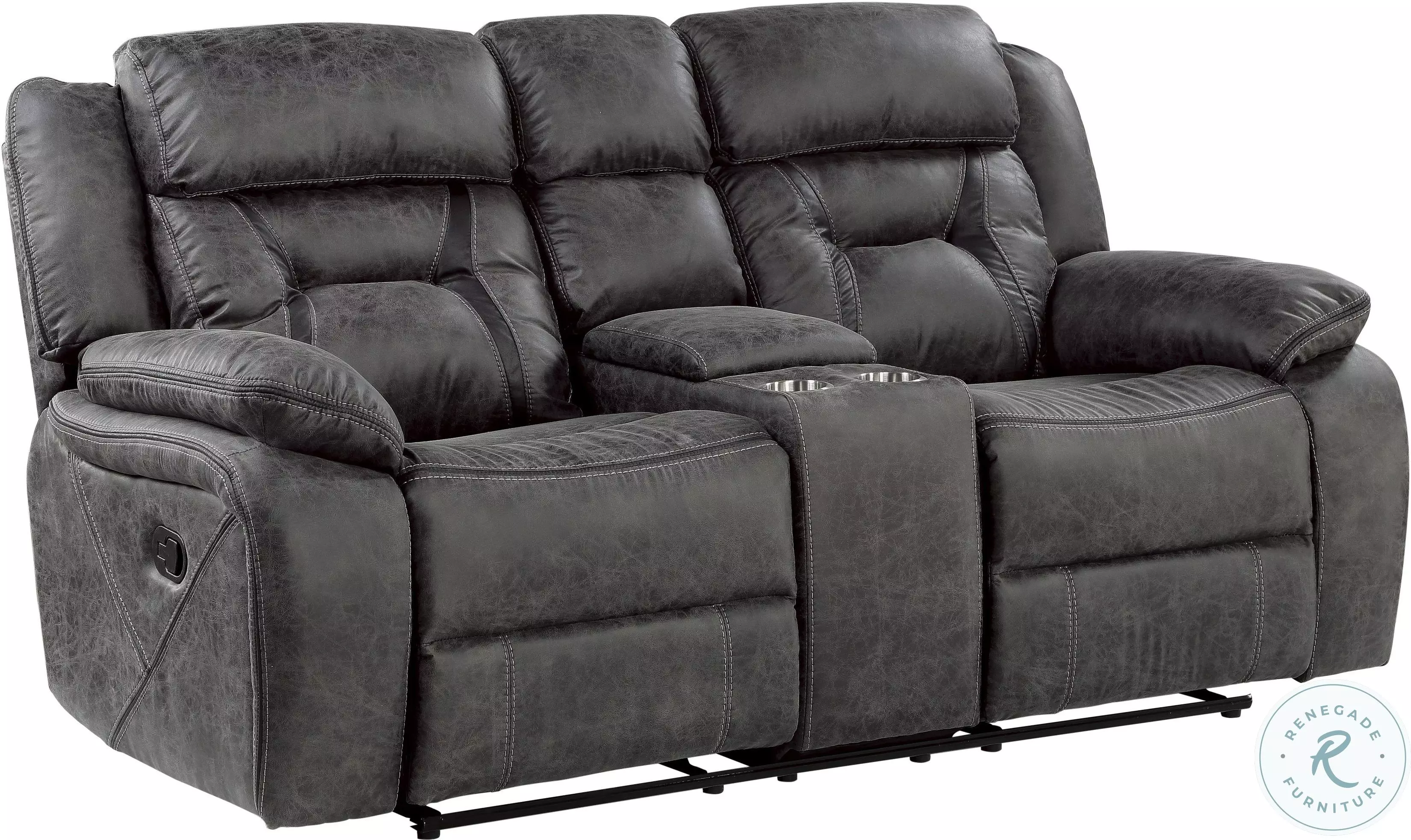 Madrona Hill Gray Double Reclining Center Console Loveseat from ...