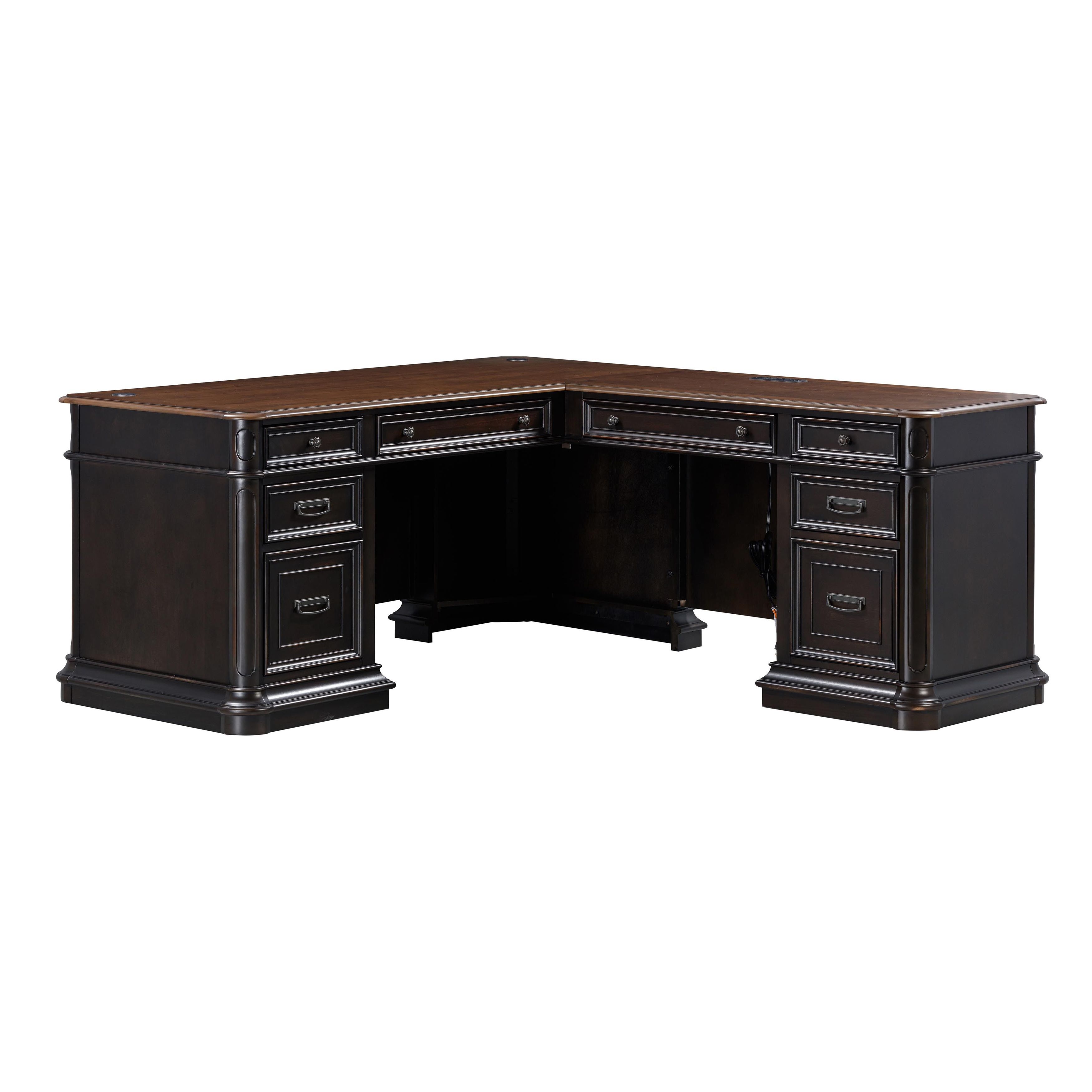Roanoke Black L-Shaped Desk | H360-50-55 | HomeGalleryStores.com