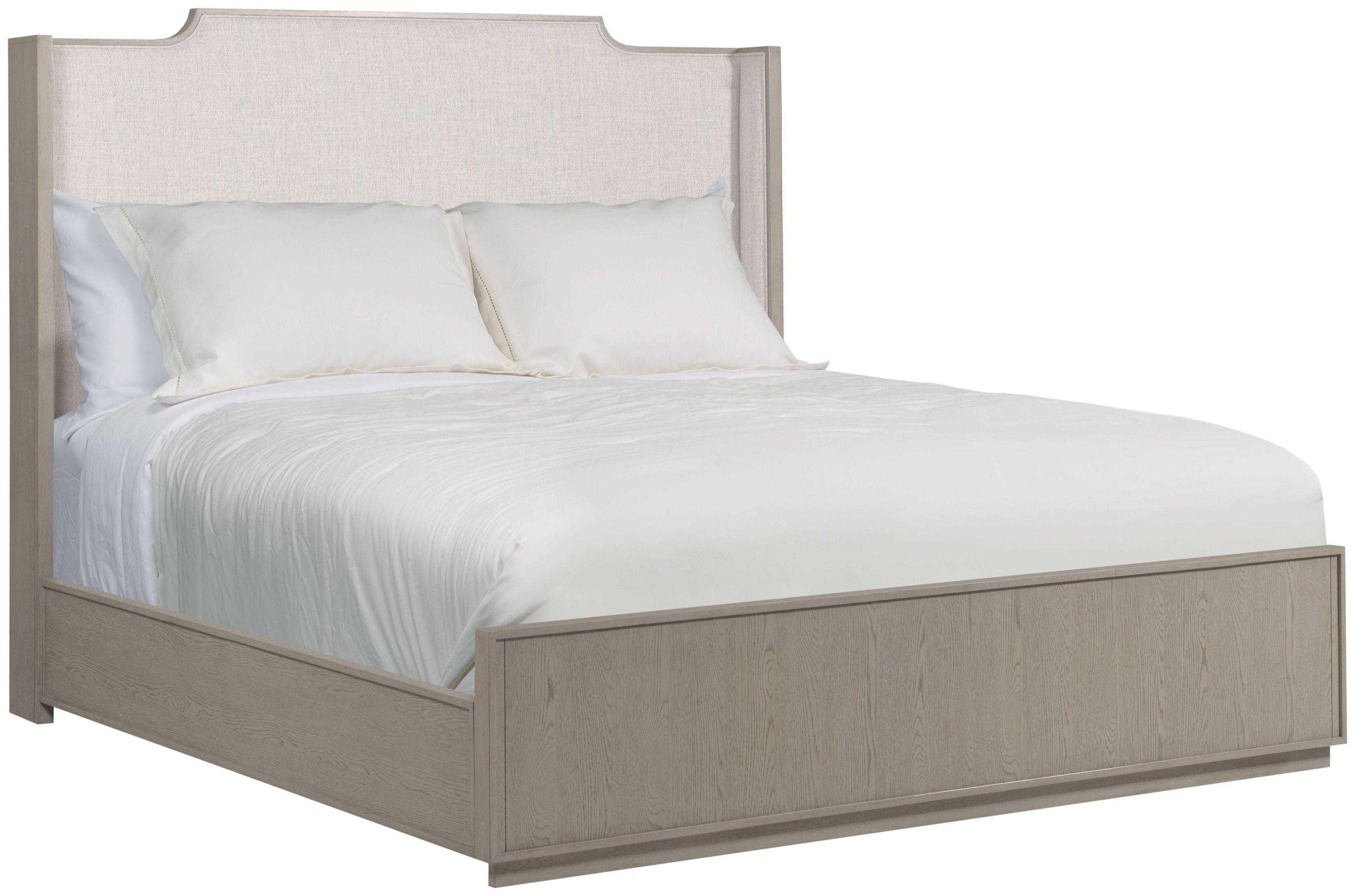 Sharon Gray and Cream Upholstered Queen Panel Bed from American Drew ...