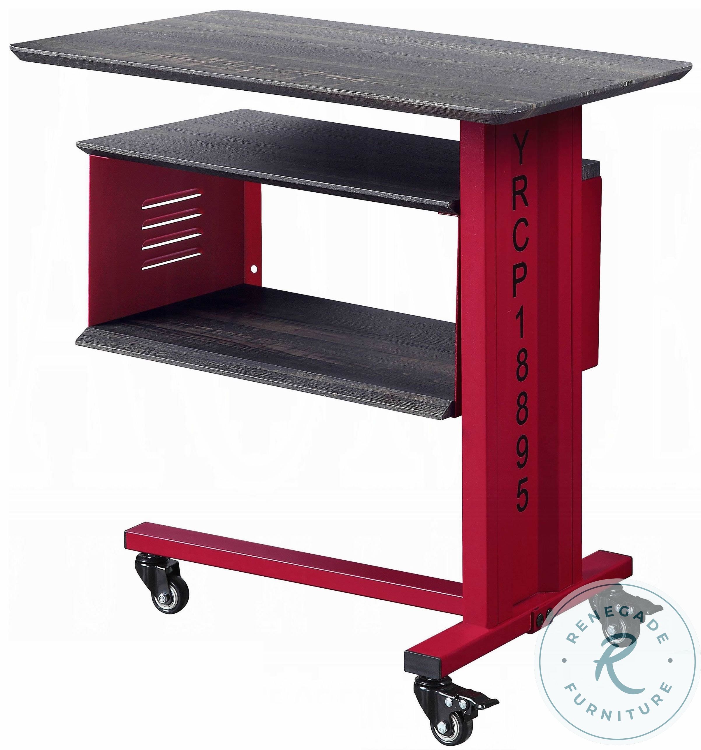 Cargo Red Rectangular Accent Table with Wall Shelf from ACME Furniture ...