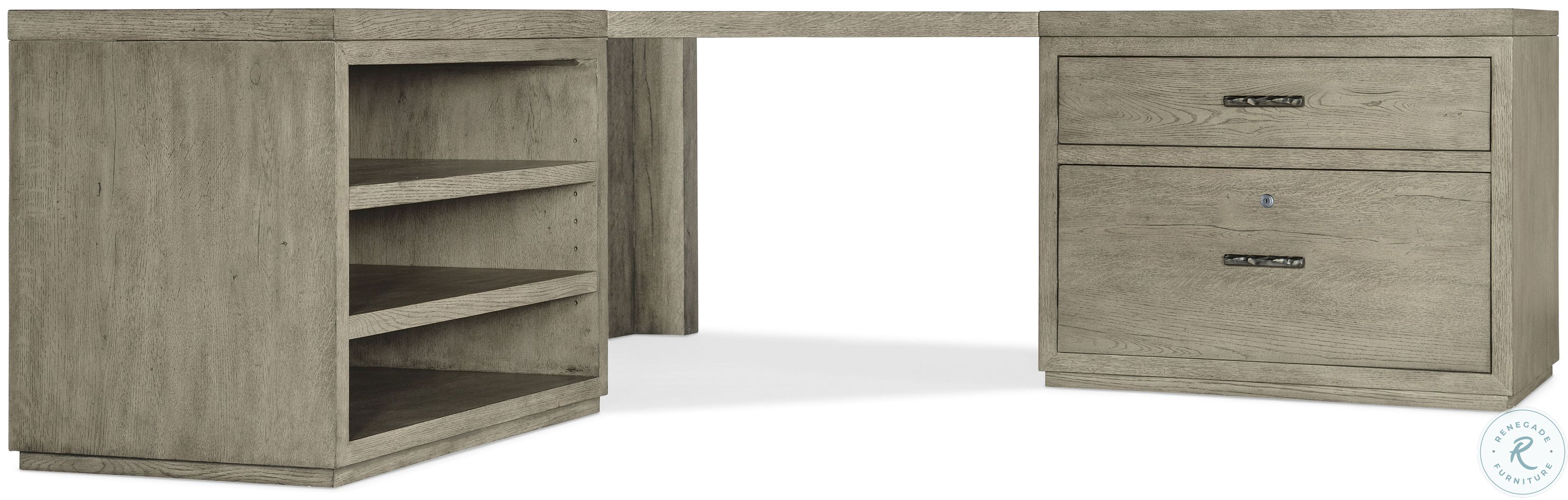 Linville Falls Soft Smoked Gray Corner Desk with Lateral File and Open ...