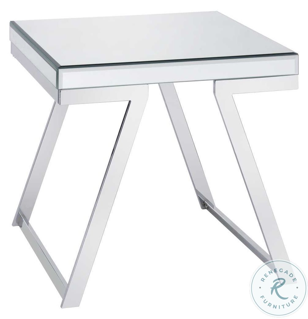 Alfresco Mirrored Top And Chrome End Table From Steve Silver | Coleman ...
