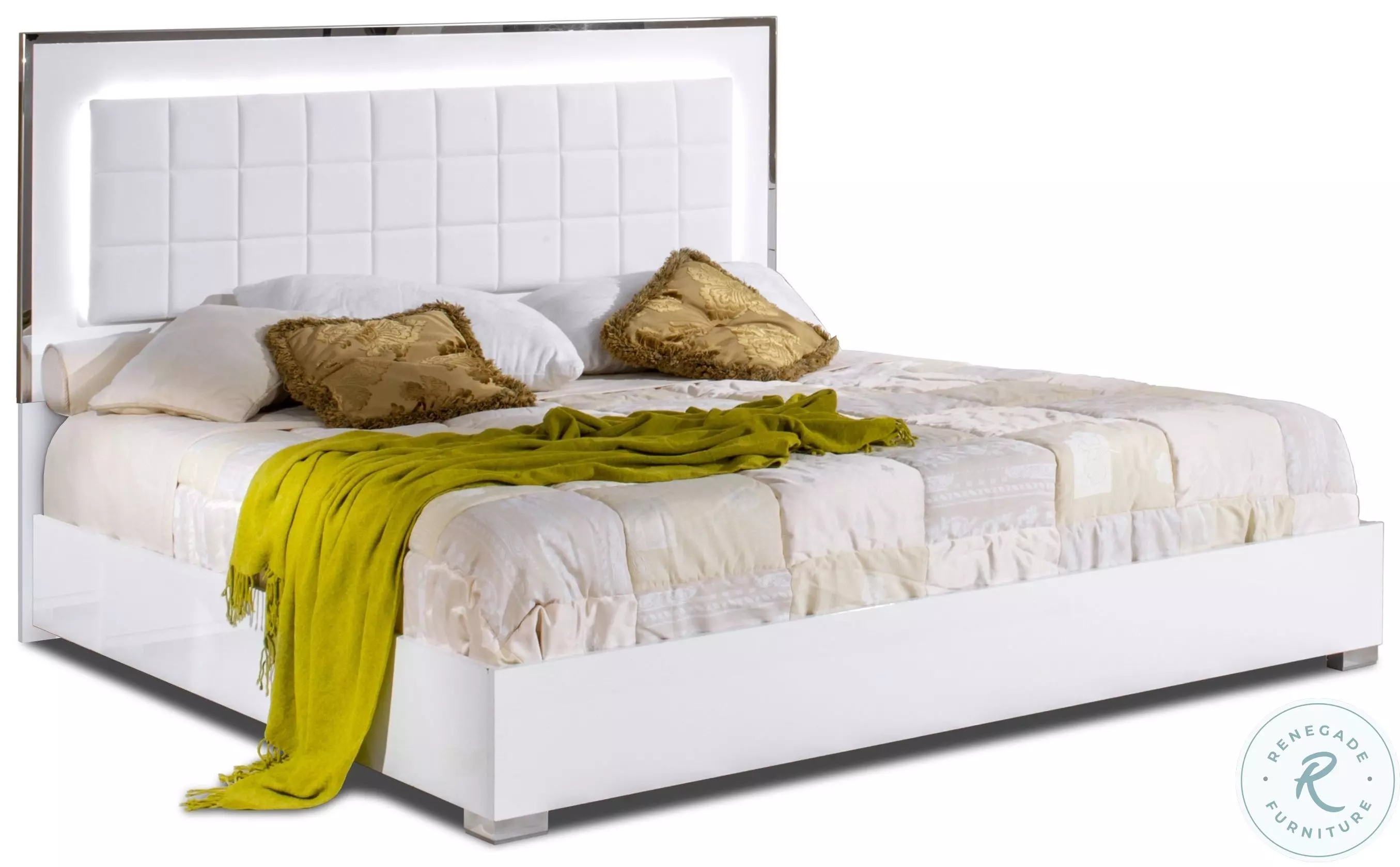 Alice White King Platform Bed with LED Light From JNM | Coleman Furniture