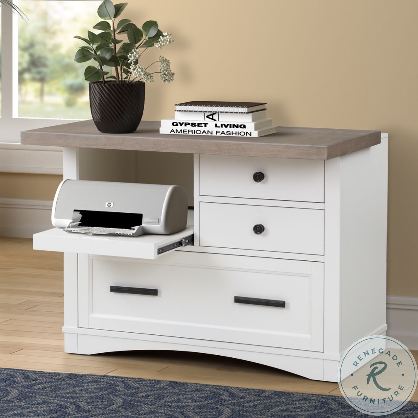 Americana Modern Cotton Functional File Cabinet With Power Center from ...
