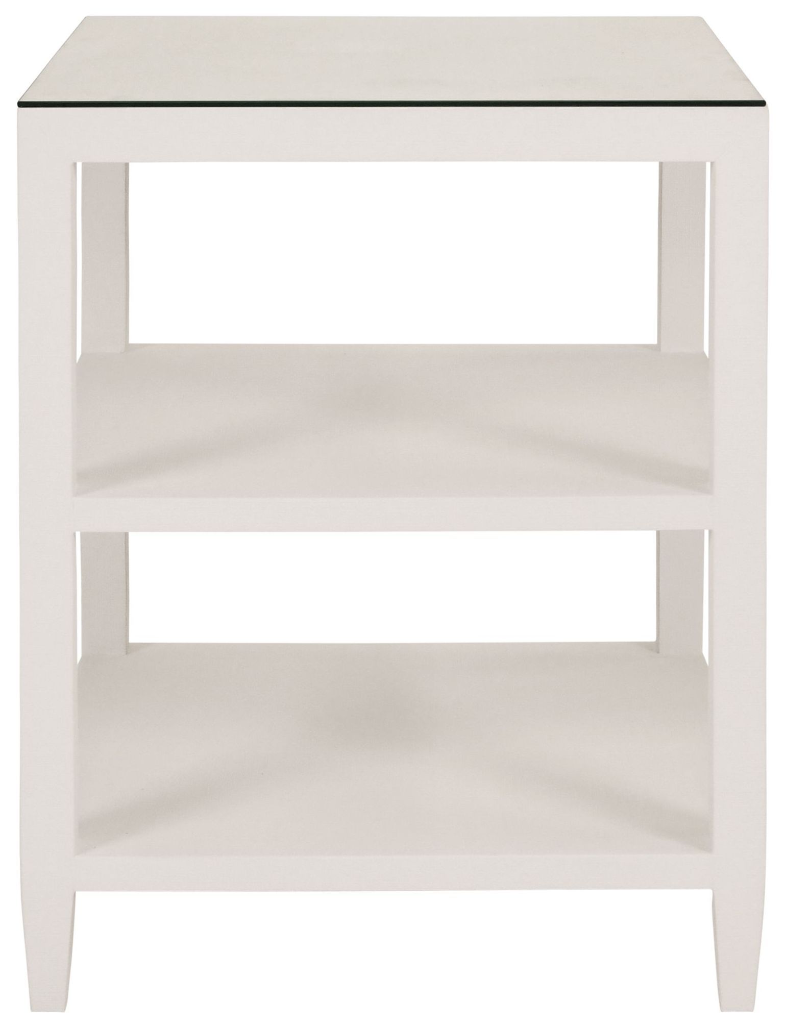 Amie White Square Glass Top Side Table From Worlds Away | Coleman Furniture
