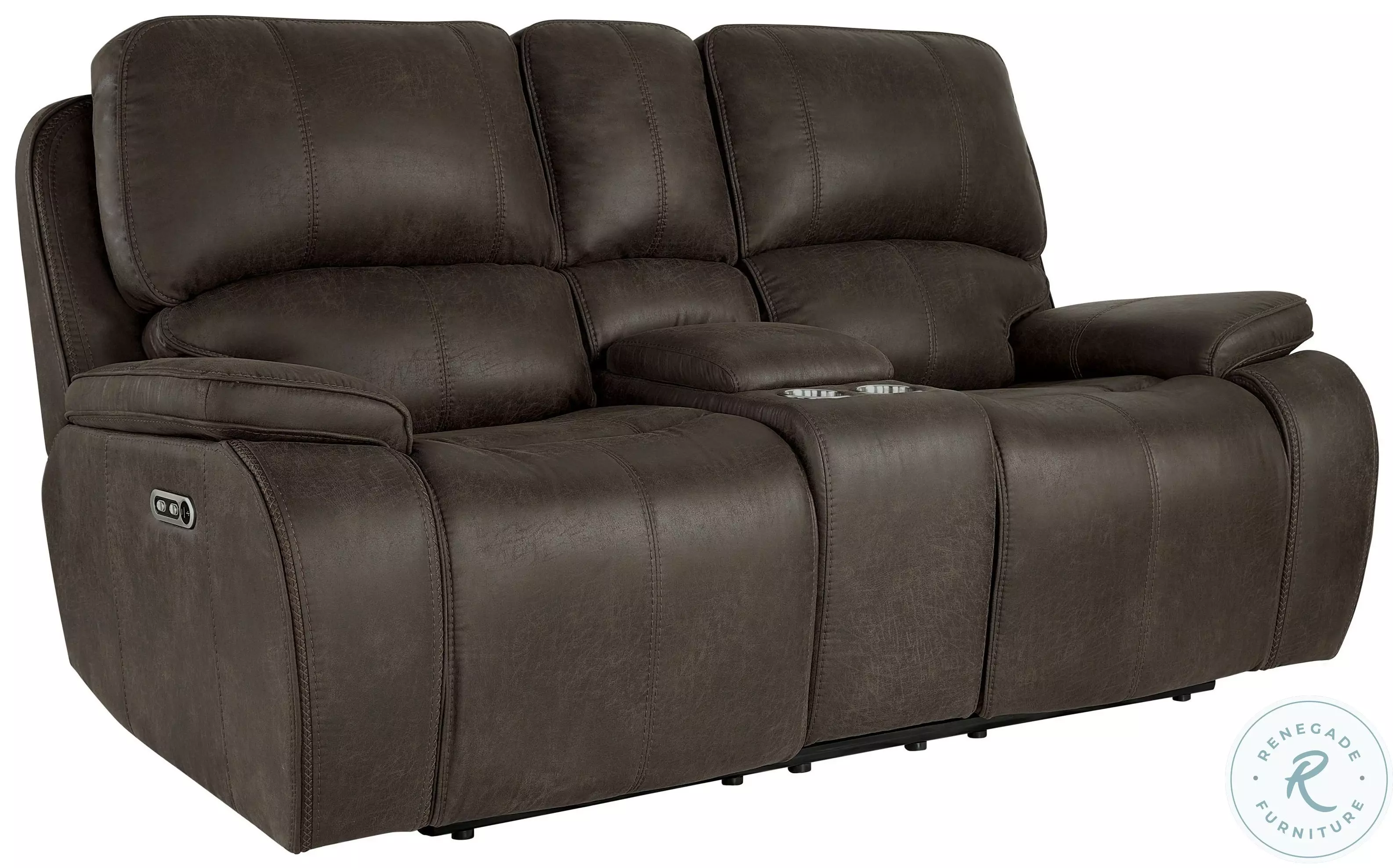 Brookings Brown Power Reclining Console Loveseat Power Headrest And ...