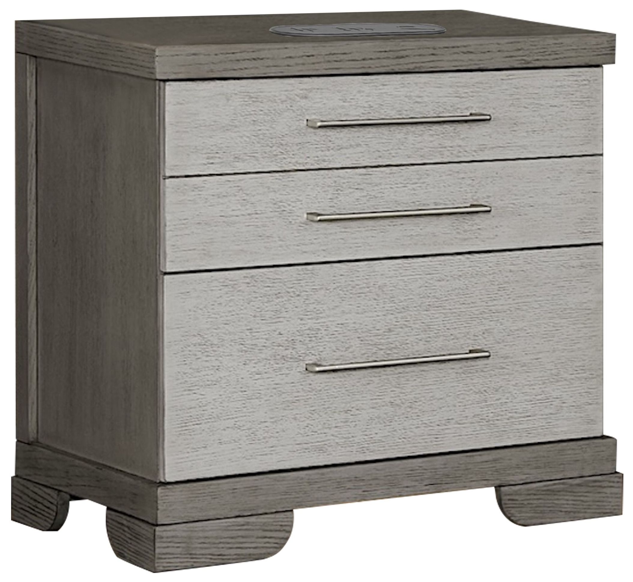 B00913 Water White And Light Taupe Nightstand with LED Lighting From ...
