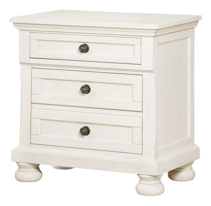 B01163 White 3 Drawer Nightstand with USB Charging From Avalon ...