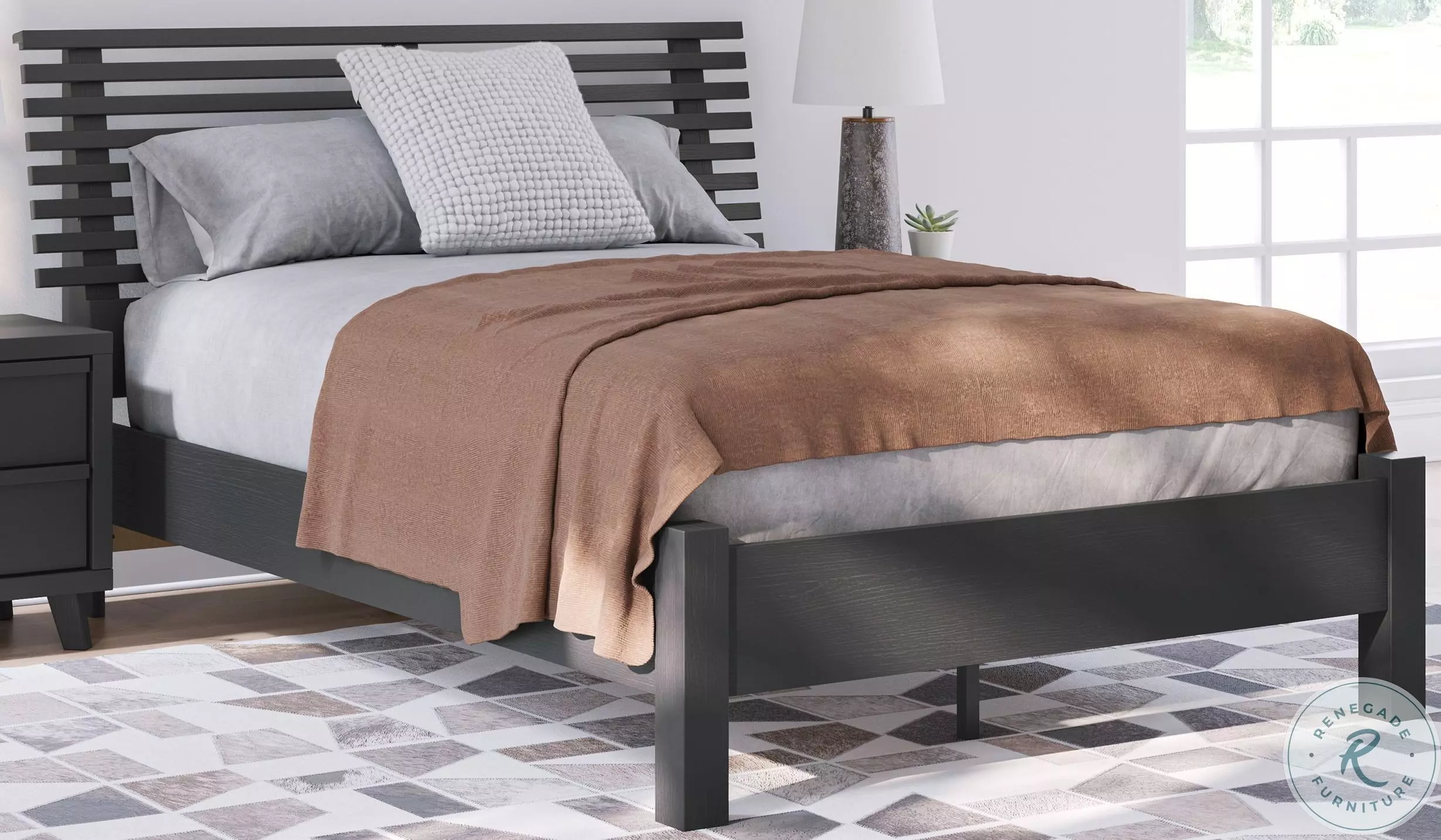 Danziar Black Full Slat Panel Bed From Ashley Furniture | Coleman Furniture