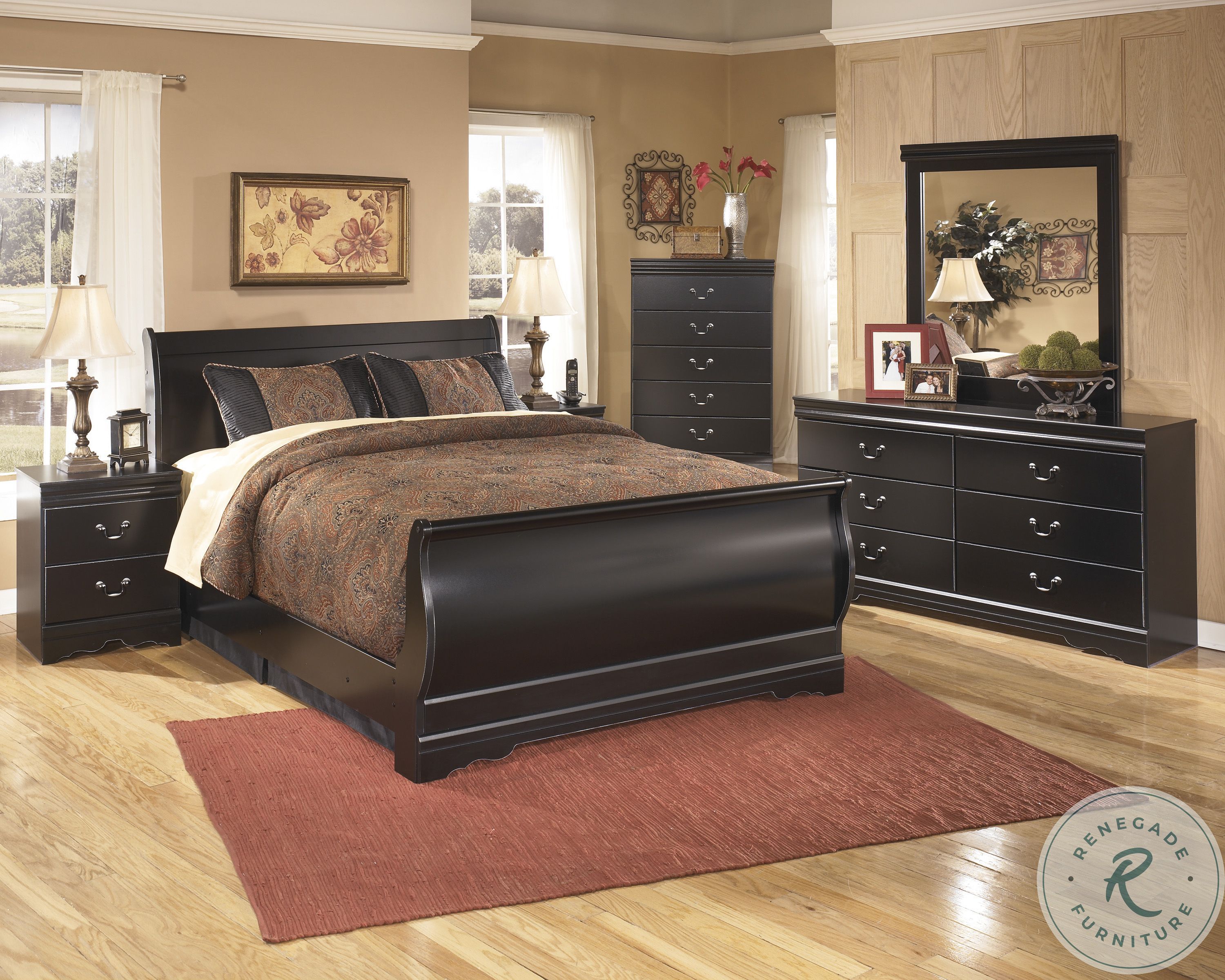 Huey Vineyard Sleigh Bedroom Set from Ashley (B128-77-74-98) | Coleman ...