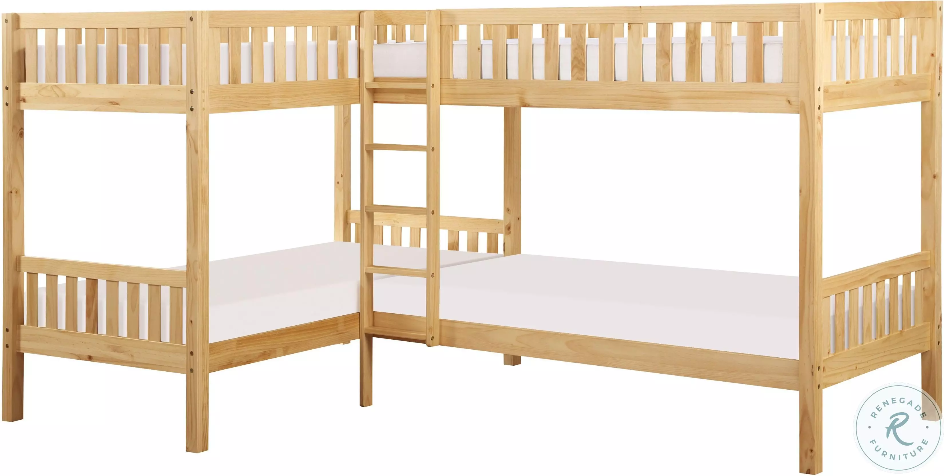 Bartly Natural Pine Twin L Corner Bunk Bed From Homelegance | Coleman ...